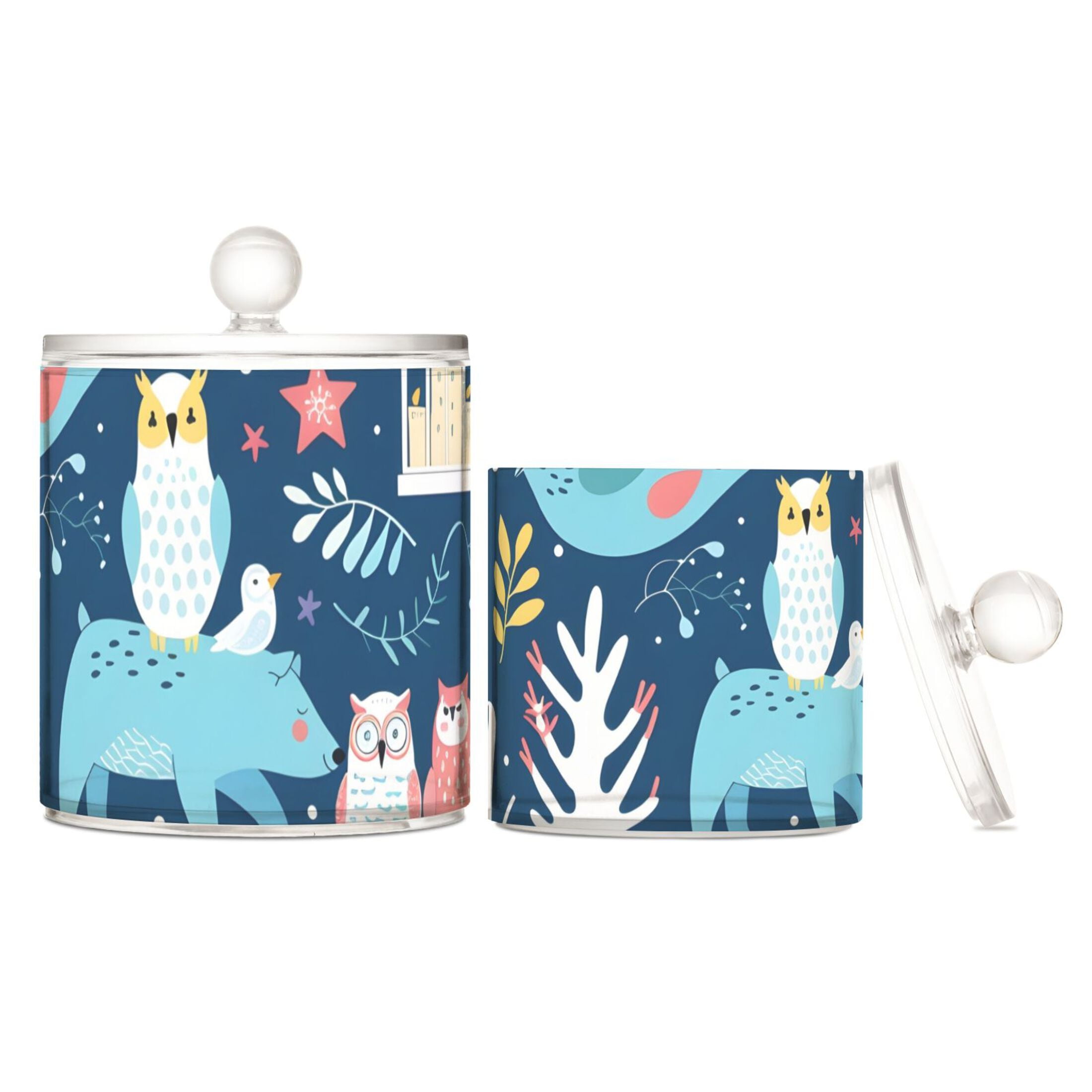 Bears Owls Leaves Moon Stars Lanterns Translucent Plastic Cans Storage ...