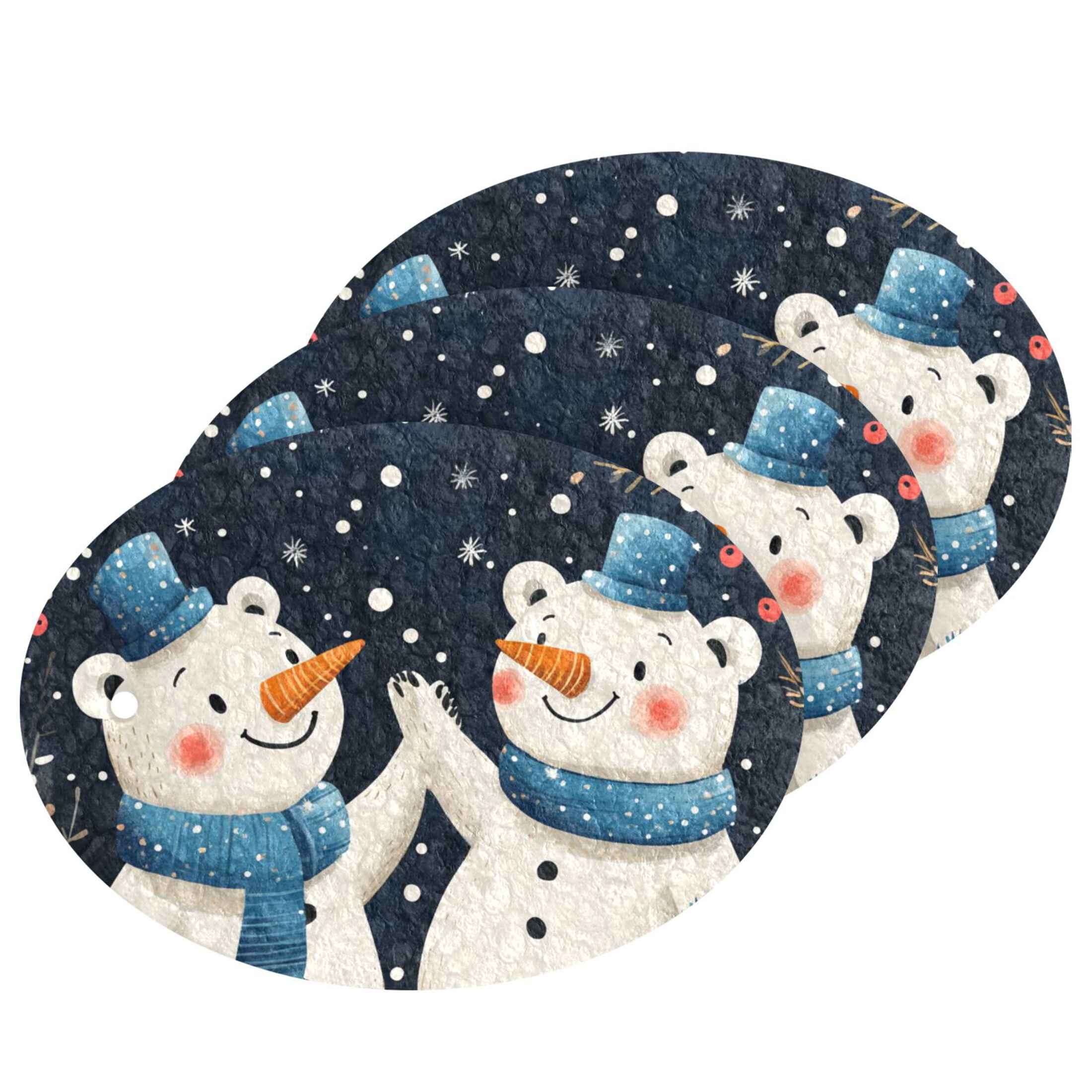 Bears Snowman 3 Dish Sponges Bulk Delicate Clean Non Scratch Compressed Sponges Kitchen Sponges ...