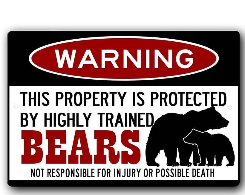Bears Warning Sign Cabin warning Sign Funny Campsite Sign Property Warning Bear Sign Bear lover ...
