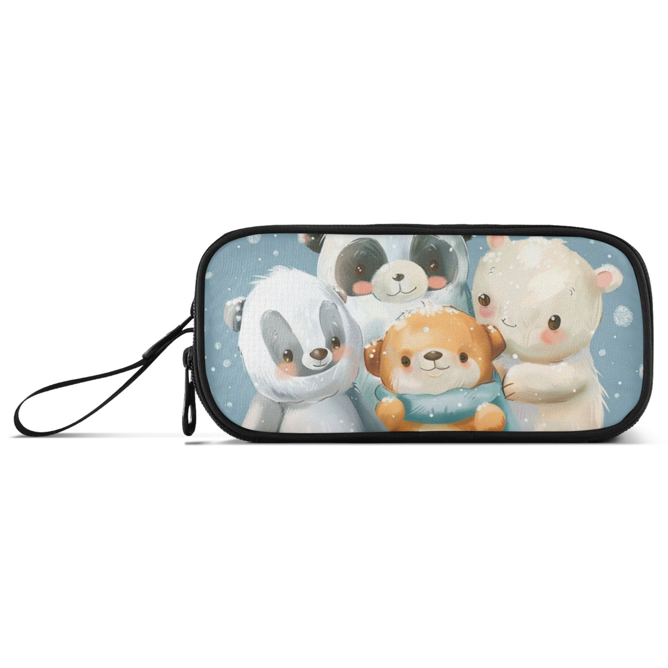 Bears and Pandas in Winter Pencil Case Stationary Holder Pen Bag Pencil ...
