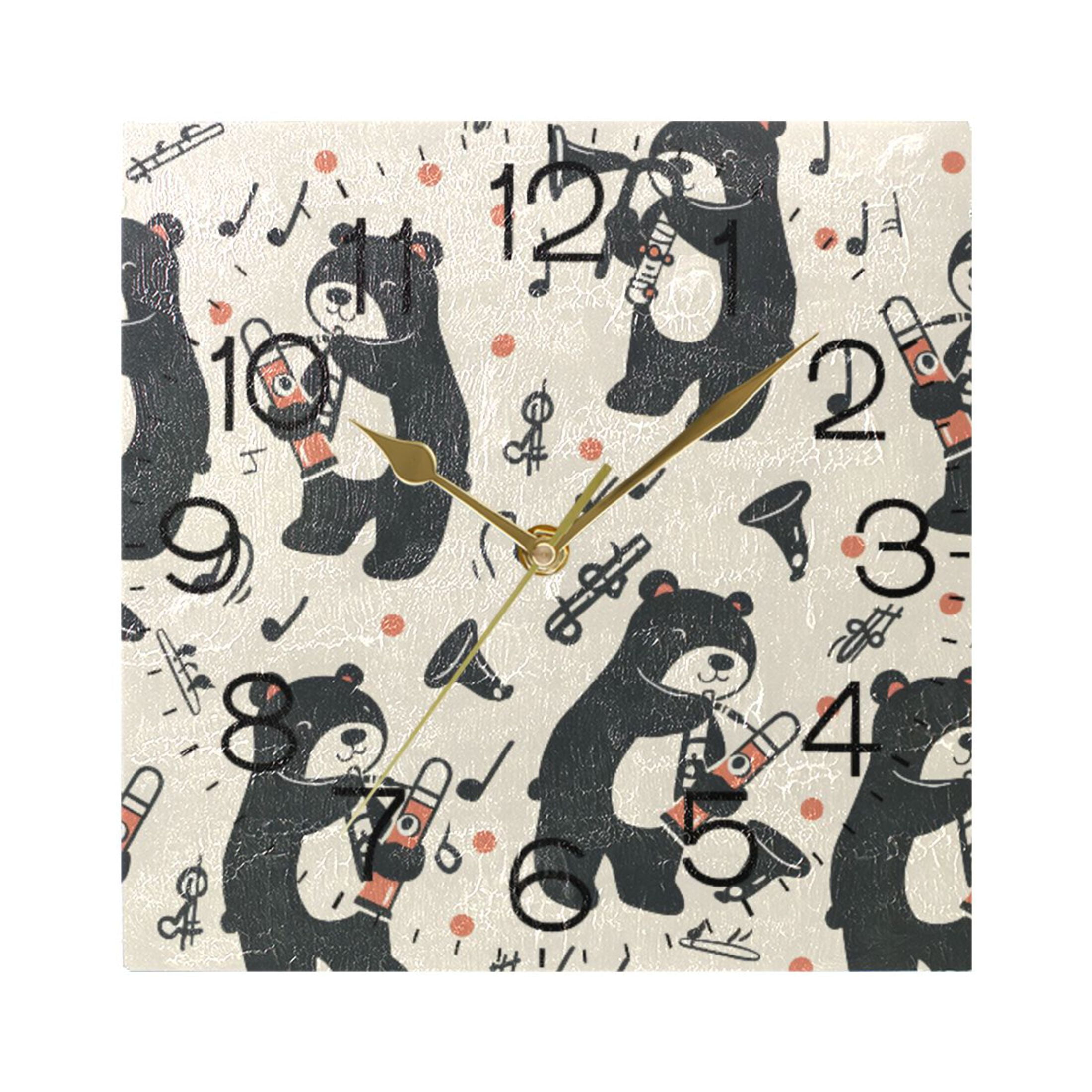 Bears and Tube Music Wall Clock 7.78" Non-Ticking Silent Battery ...