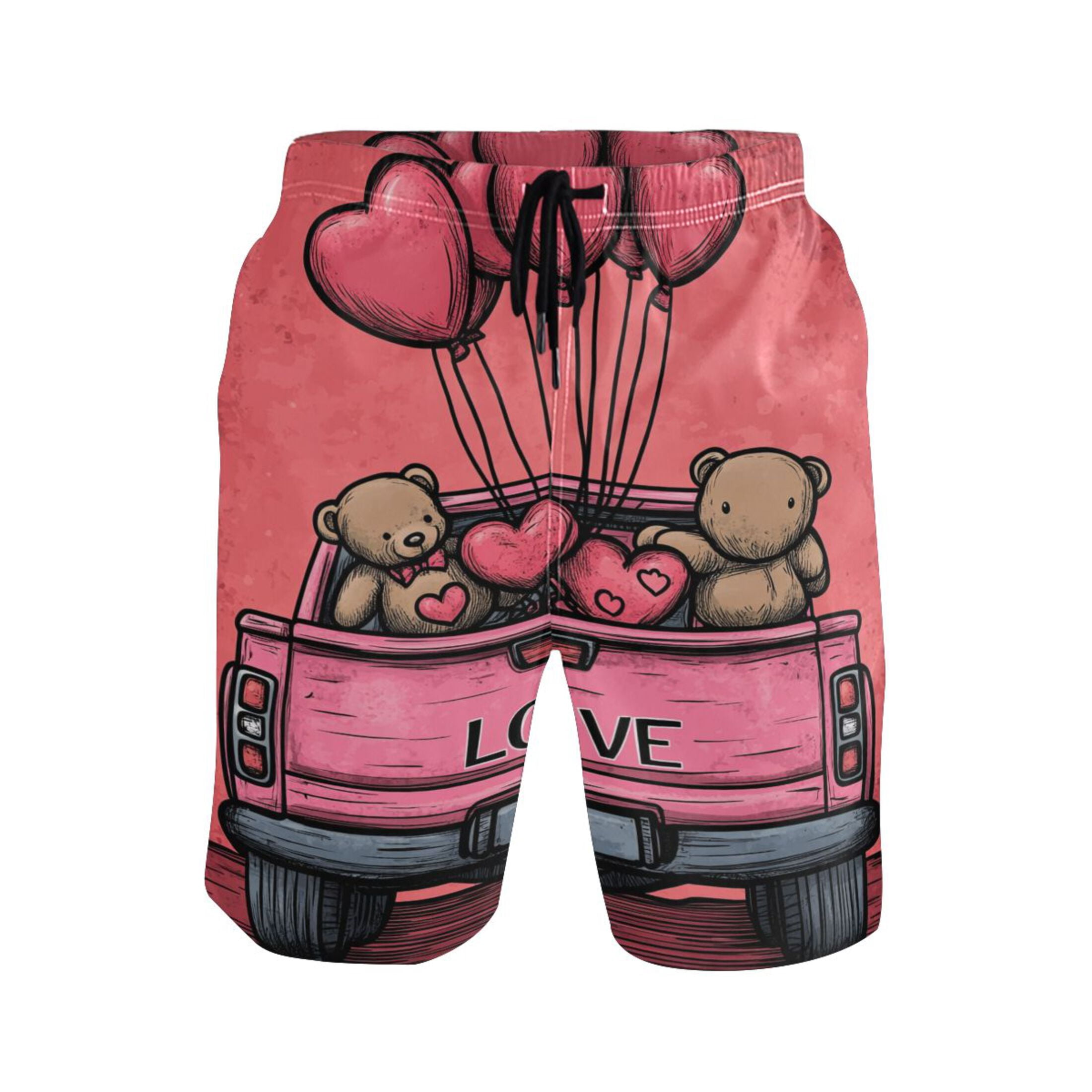 Bears with Heart Balloons Small Size Men's Quick Dry Beach Shorts with ...