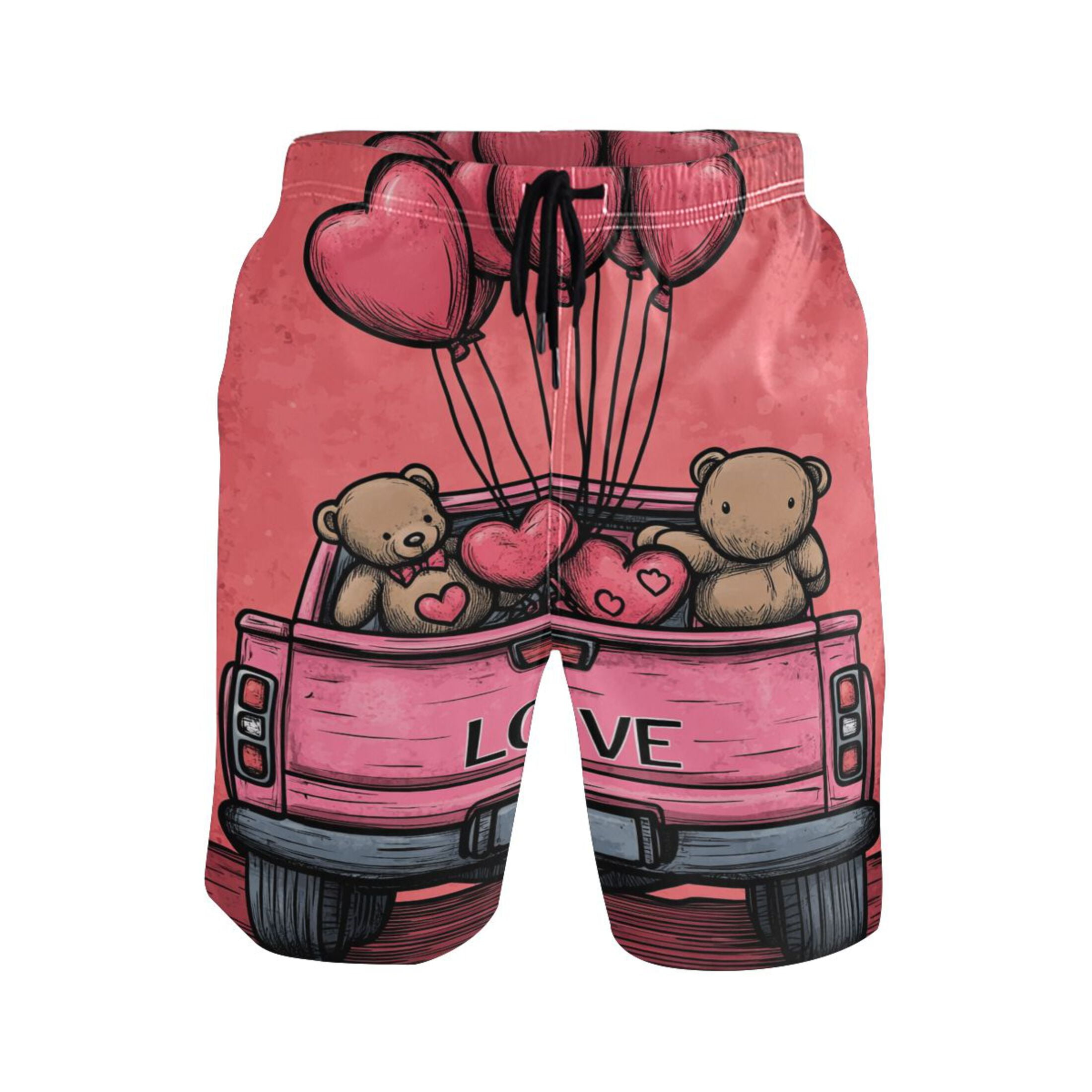 Bears with Heart Balloons X-Large Size Men's Quick Dry Beach Shorts ...