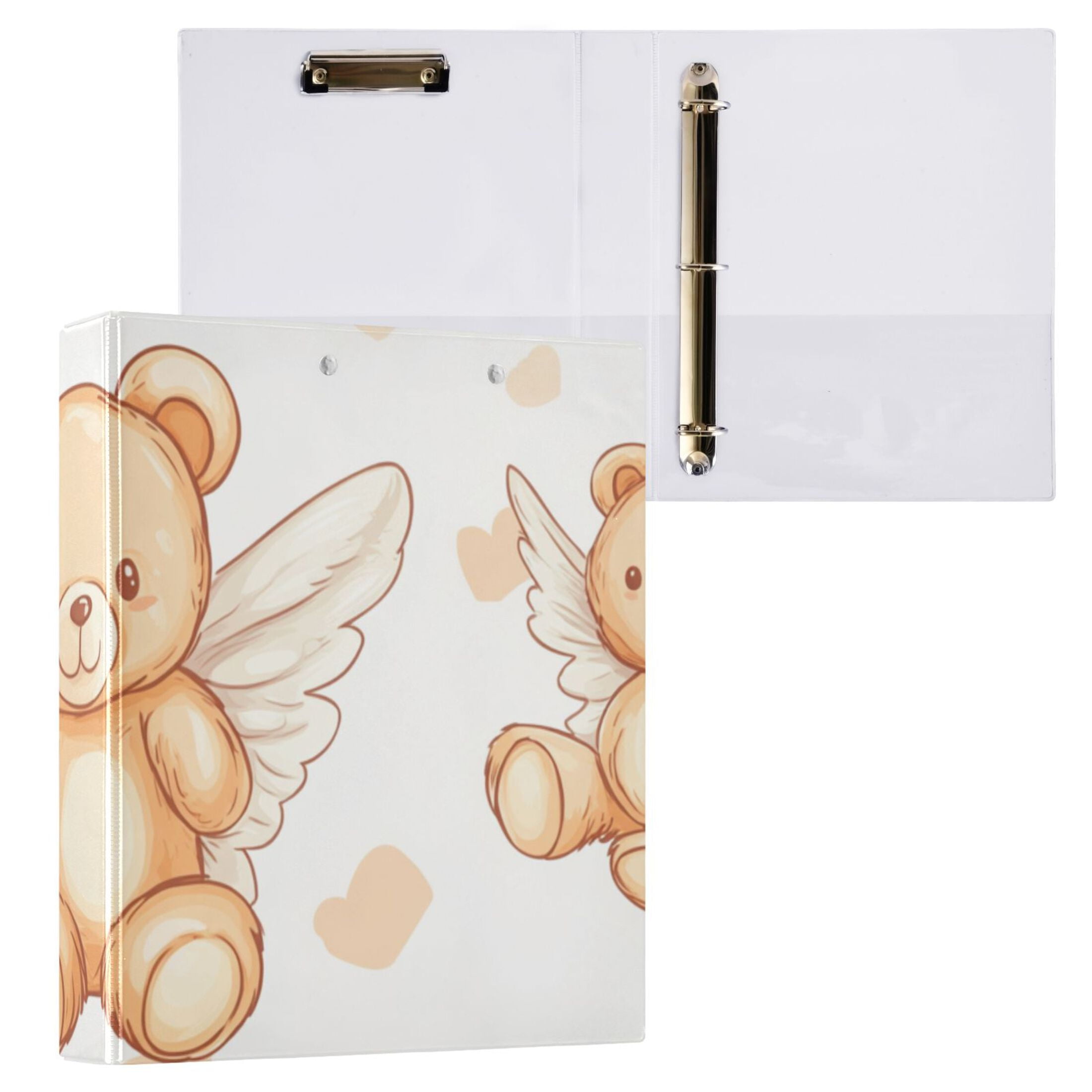 Bears with Wings 3 Ring Binders 1.5 inch Hardcover File Folders with Interior Pockets A4 Size ...