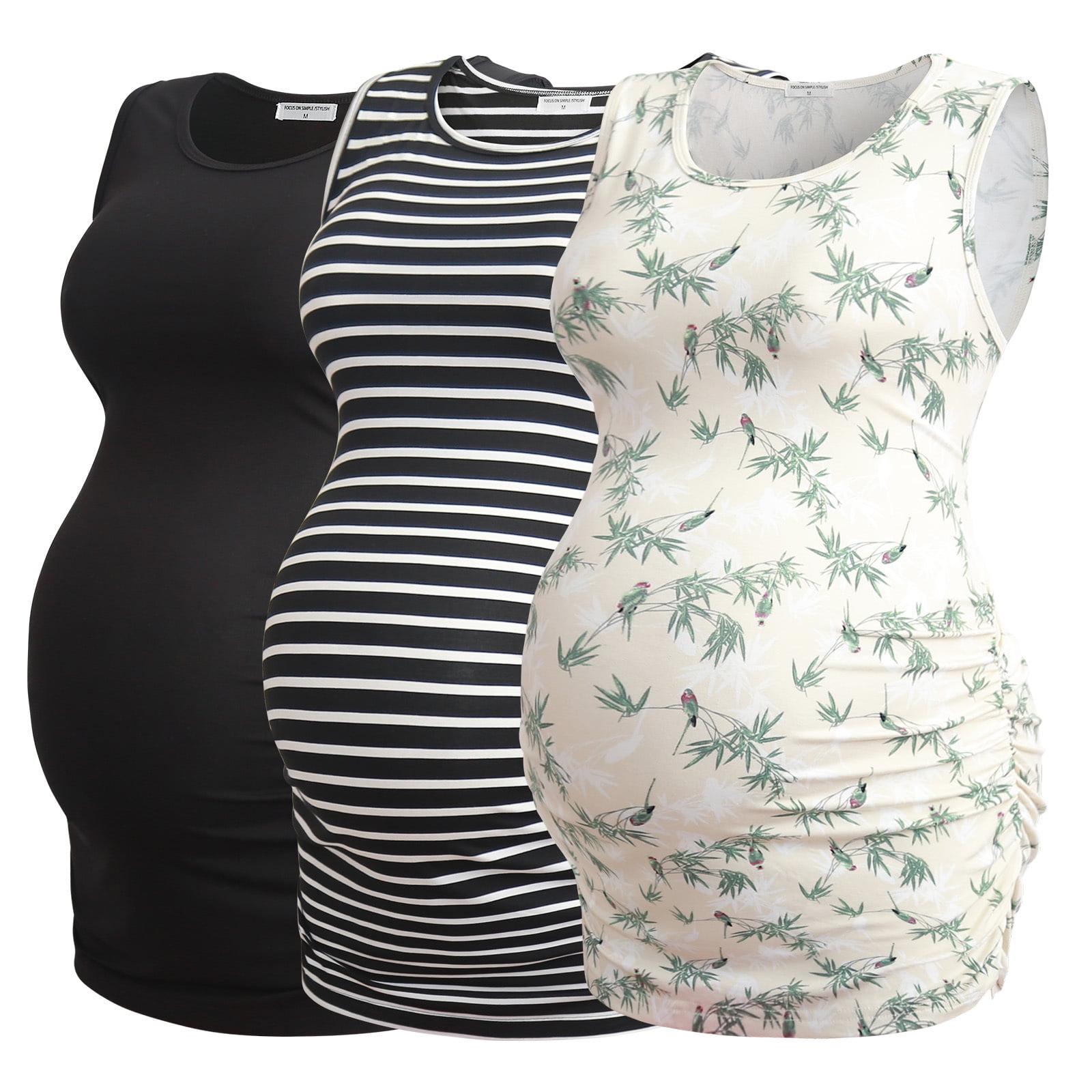 Bearsland Female Maternity Tank Tops Ruched Side Vest Sleeveless ...