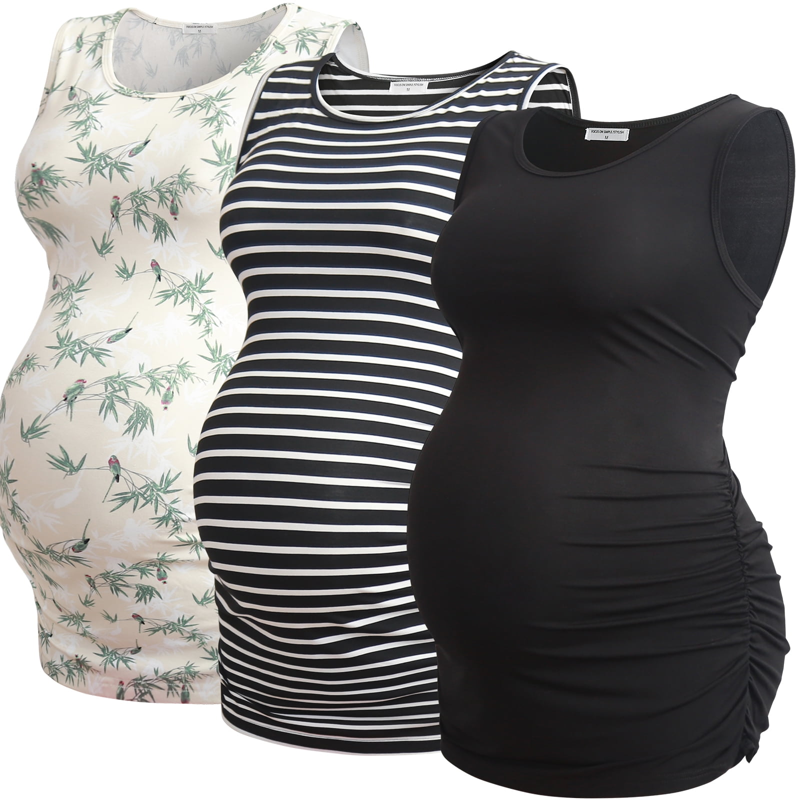 Bearsland Female Maternity Tank Tops Ruched Side Vest Sleeveless ...