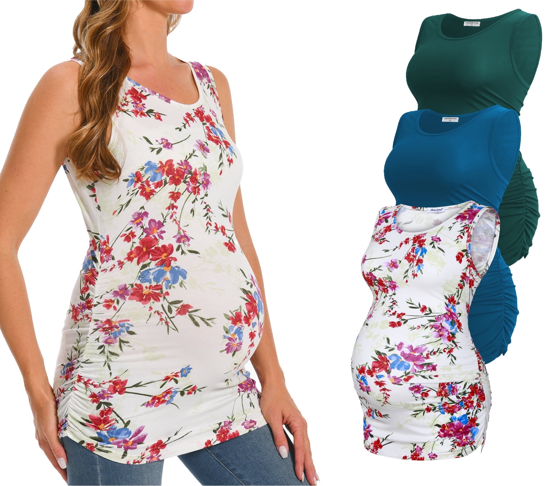 Bearsland Female Maternity Tank Tops Ruched Side Vest Sleeveless ...