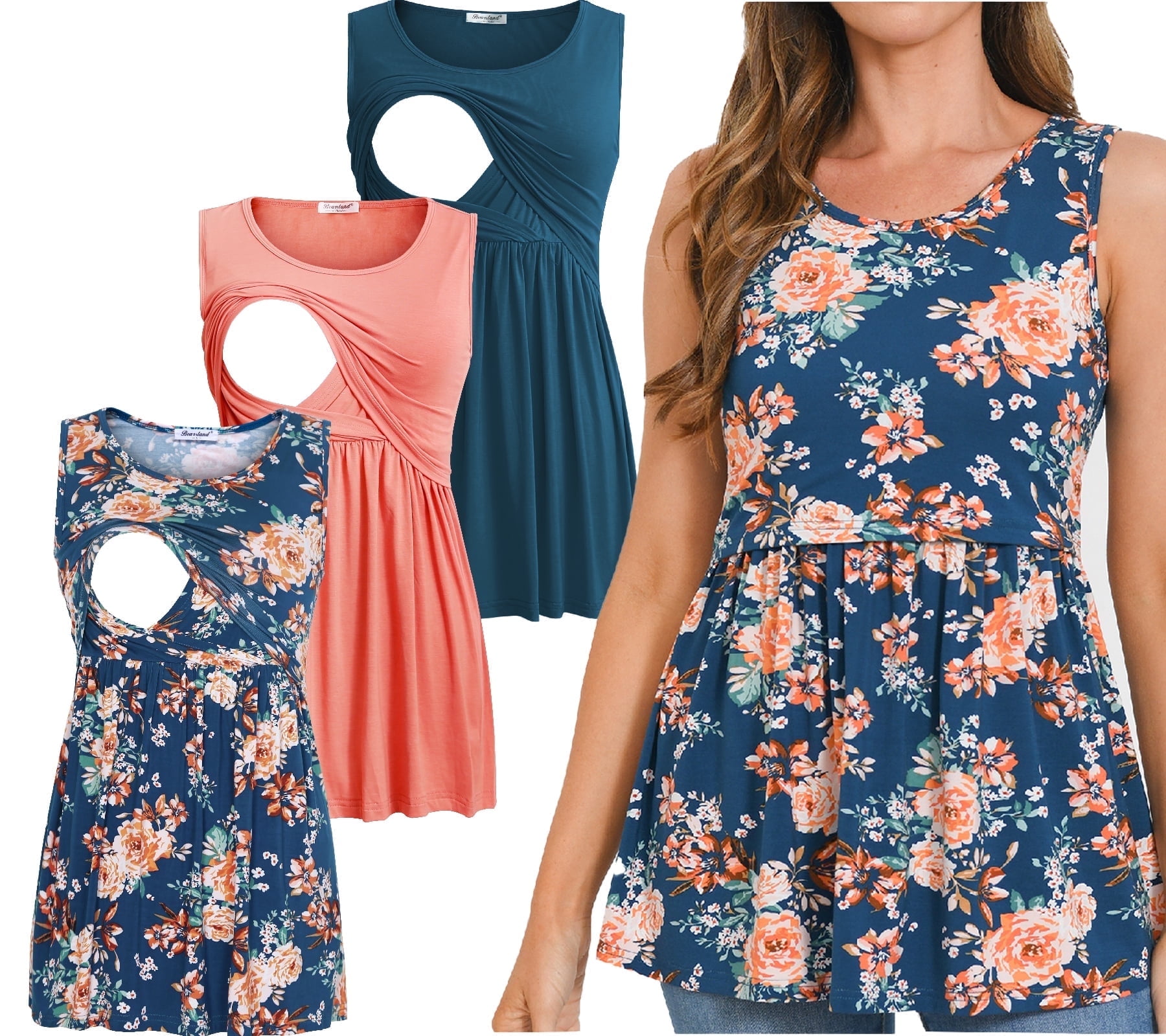 Bearsland Female Sleeveless Maternity Tank Tops Breastfeeding Nursing ...
