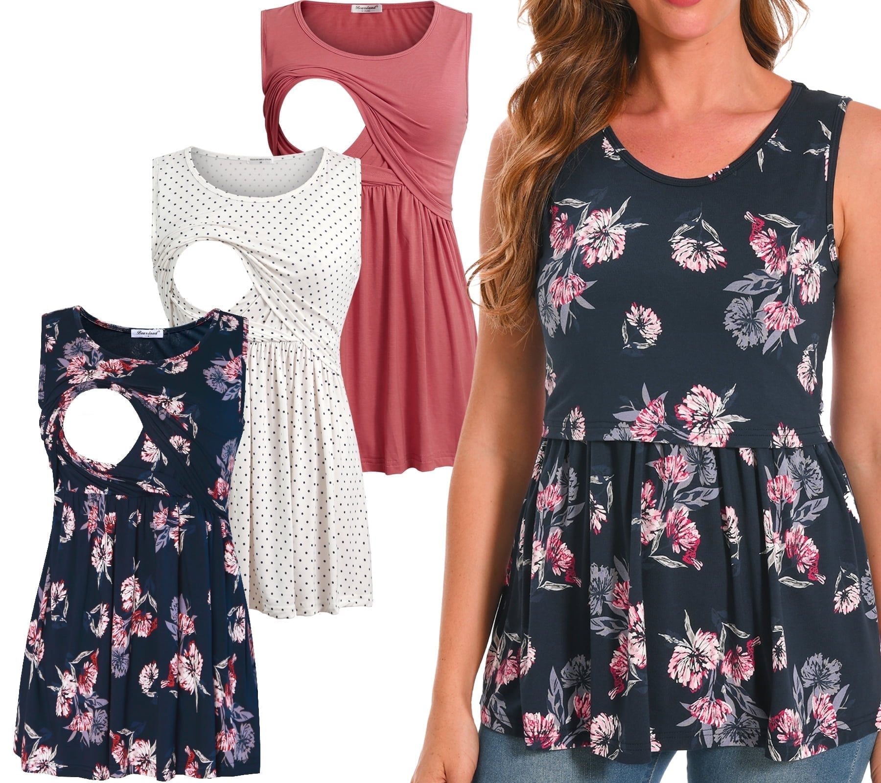 Bearsland Women's Sleeveless Maternity Nursing Tank Top, Soft ...