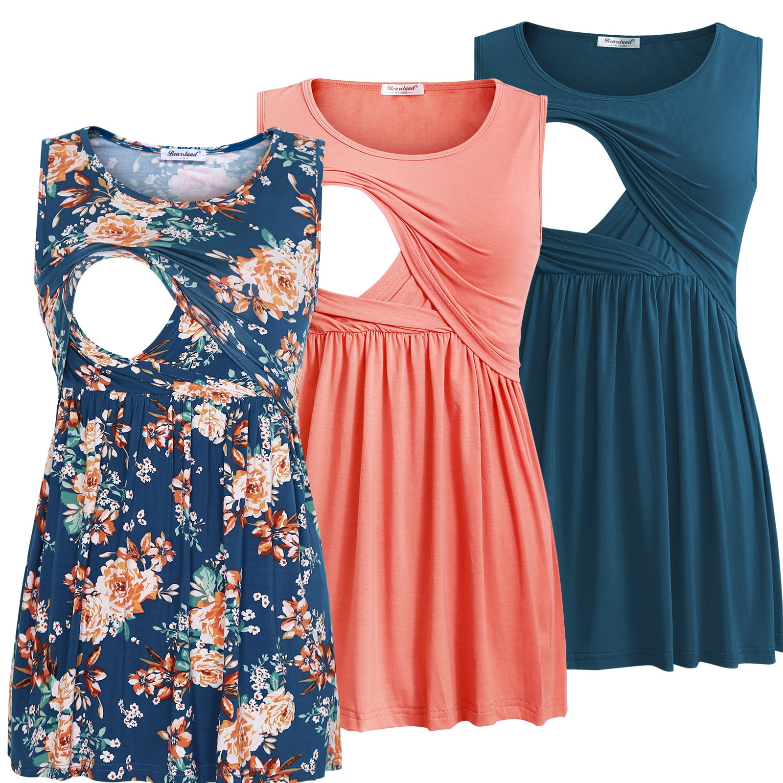 Bearsland Women's Sleeveless Maternity Nursing Tank Top, Comfortable ...