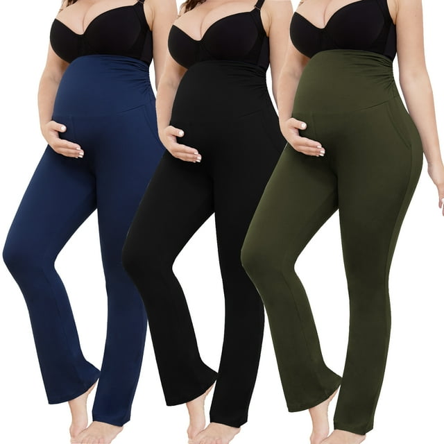 Bearsland Women's Plus Size Maternity Leggings over Belly Pregnancy ...