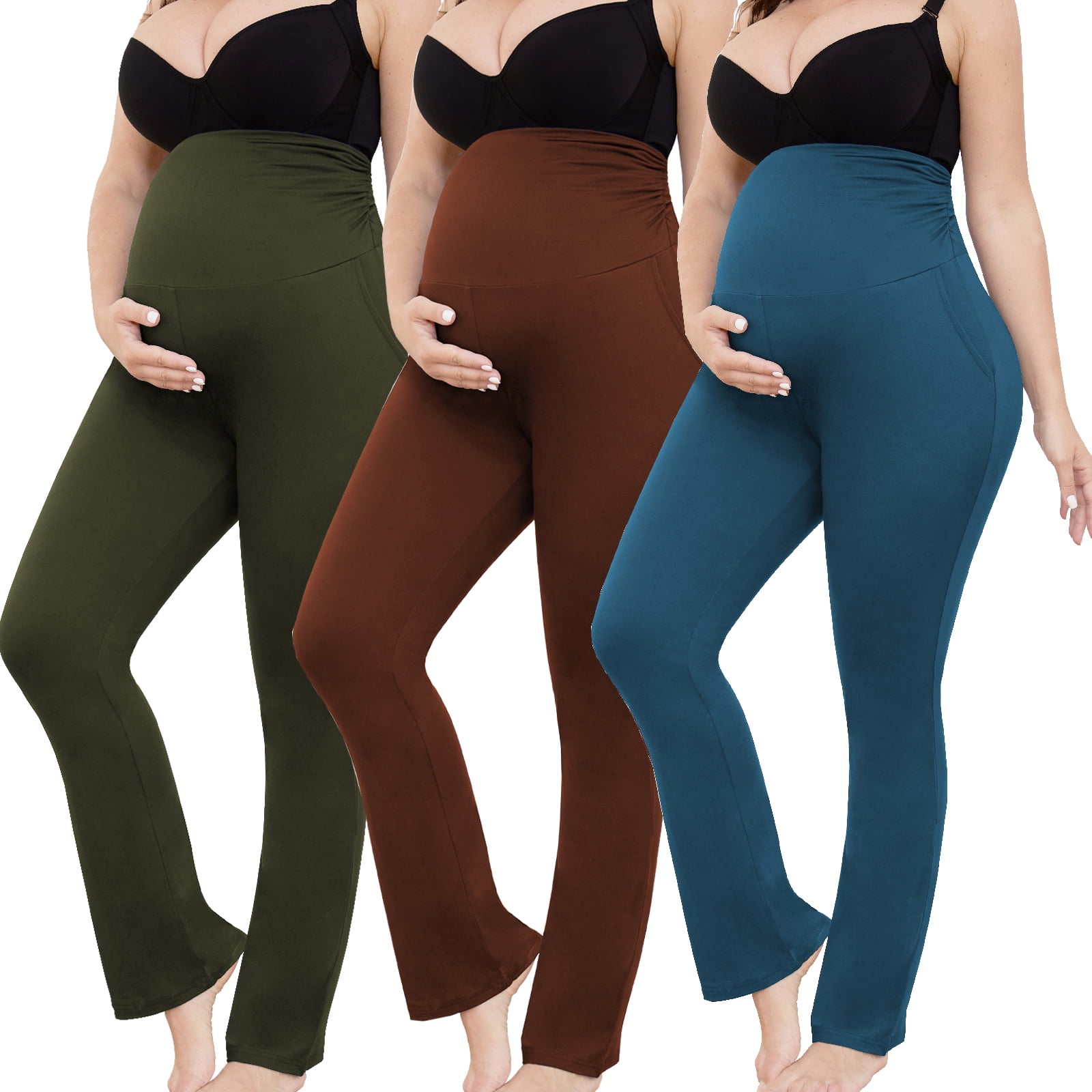 Bearsland Women's Plus Size Maternity Leggings over Belly Pregnancy ...