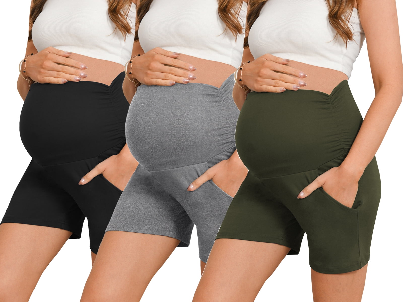 Bearsland Women's Maternity Shorts, Pregnant, Sleep, Yoga, XL Size, 3 ...