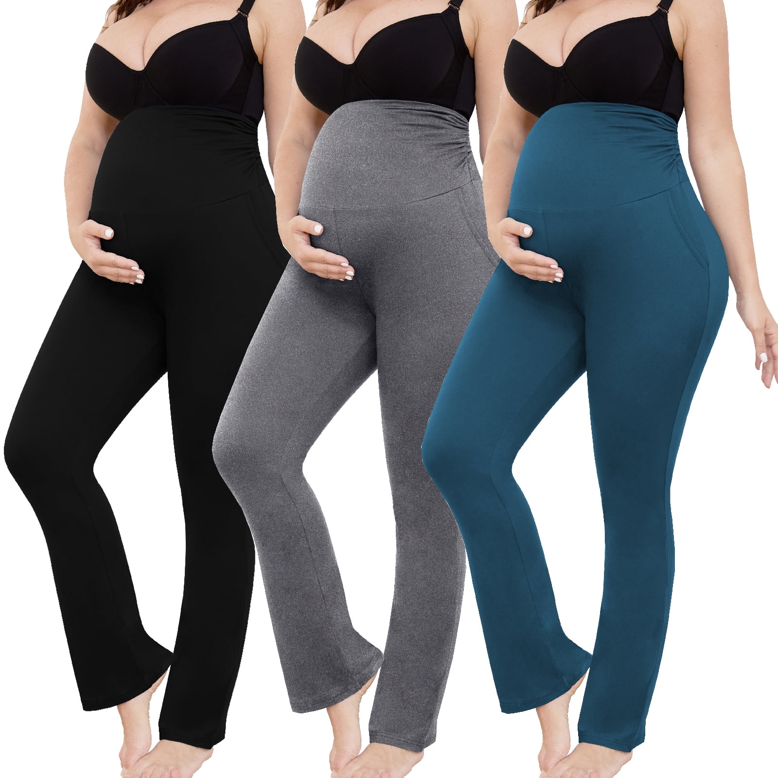 Bearsland Women's Plus Size Maternity Leggings over Belly Pregnancy ...