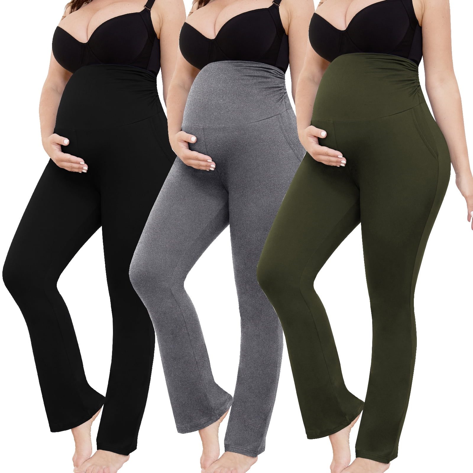 Bearsland Women's Plus Size Maternity Leggings over Belly Pregnancy ...