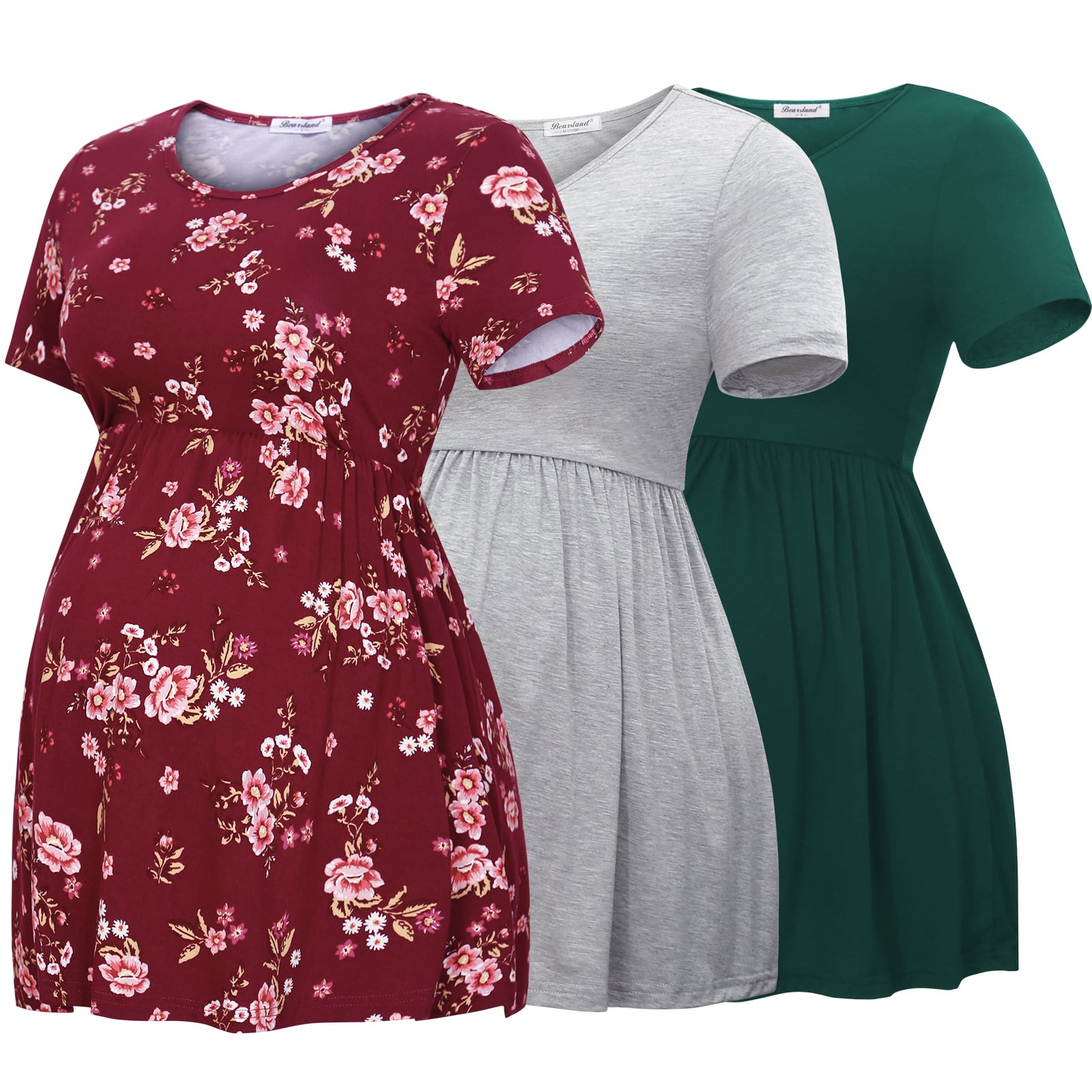 Bearsland Women's Short Sleeve Maternity Shirts Tops Pregnancy Clothes ...