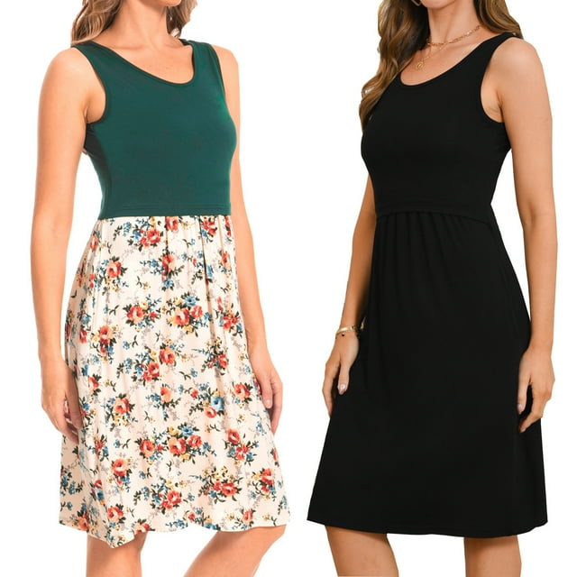 Bearsland Womens Sleeveless Maternity Nursing Dress Breastfeeding