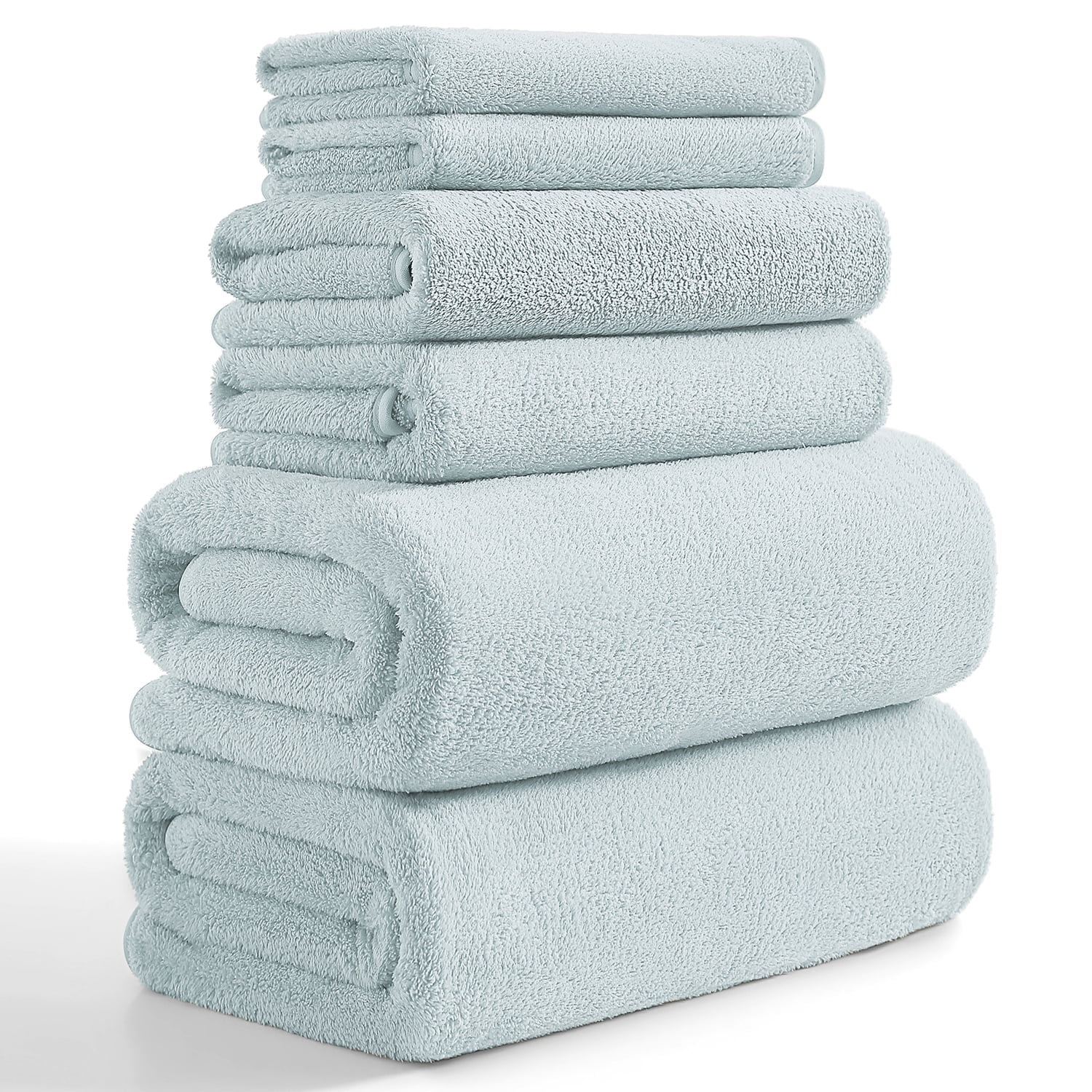 Beartech 6 Pack Bath Towel Set,Microfiber Towel Set,2 Bath Sheet,2 Hand ...