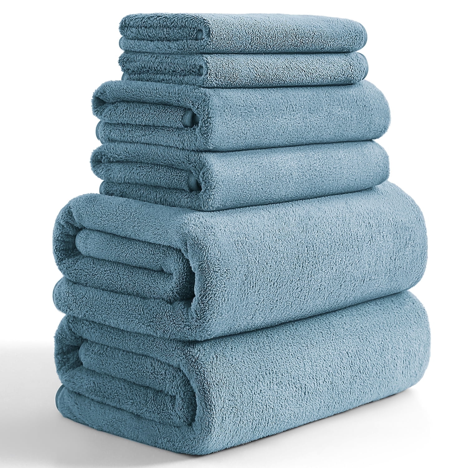 Beartech 6 Pack Bath Towel Set,Microfiber Towel Set,2 Bath Sheet,2 Hand ...
