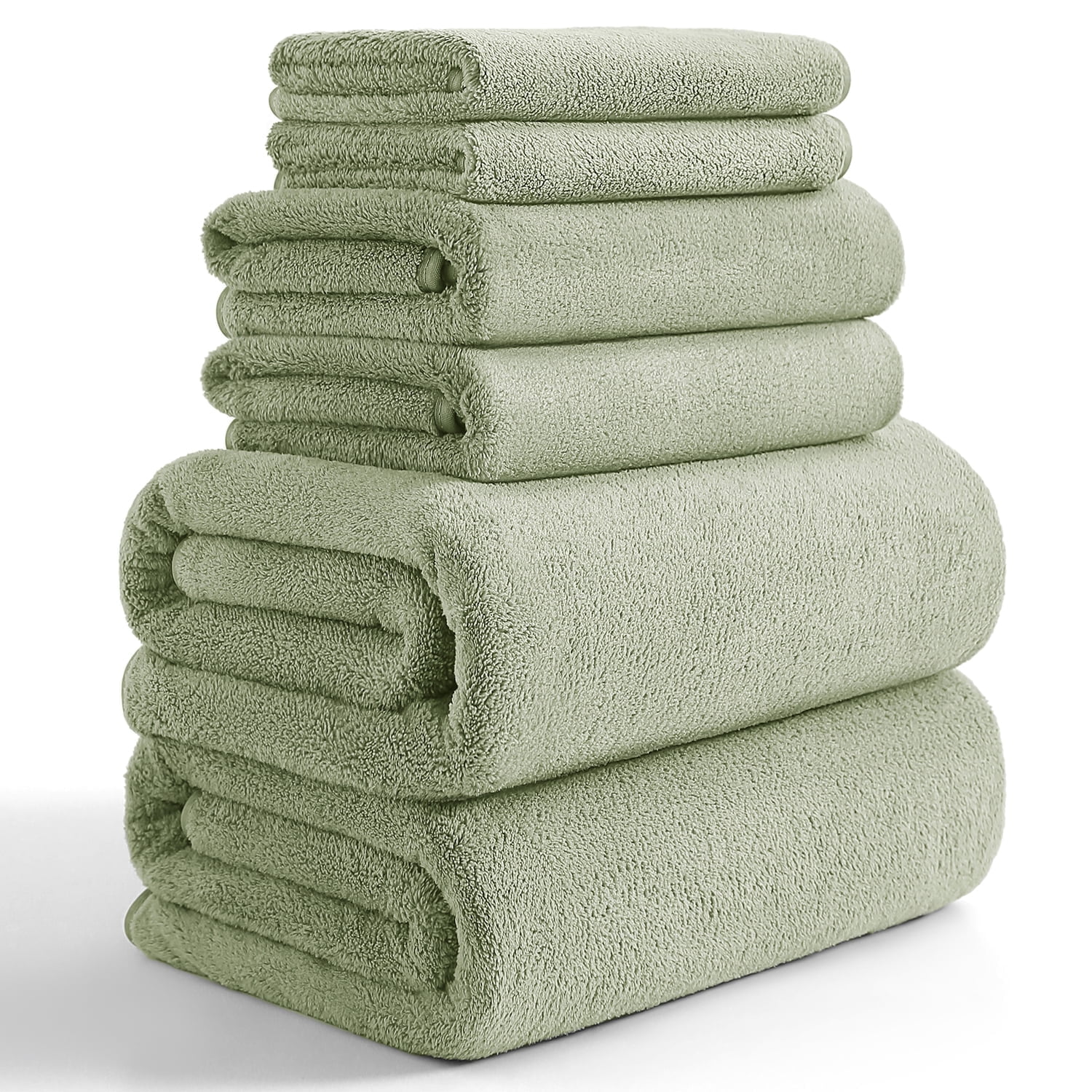 Beartech 6 Pack Bath Towel Set,Microfiber Towel Set,2 Bath Sheet,2 Hand ...