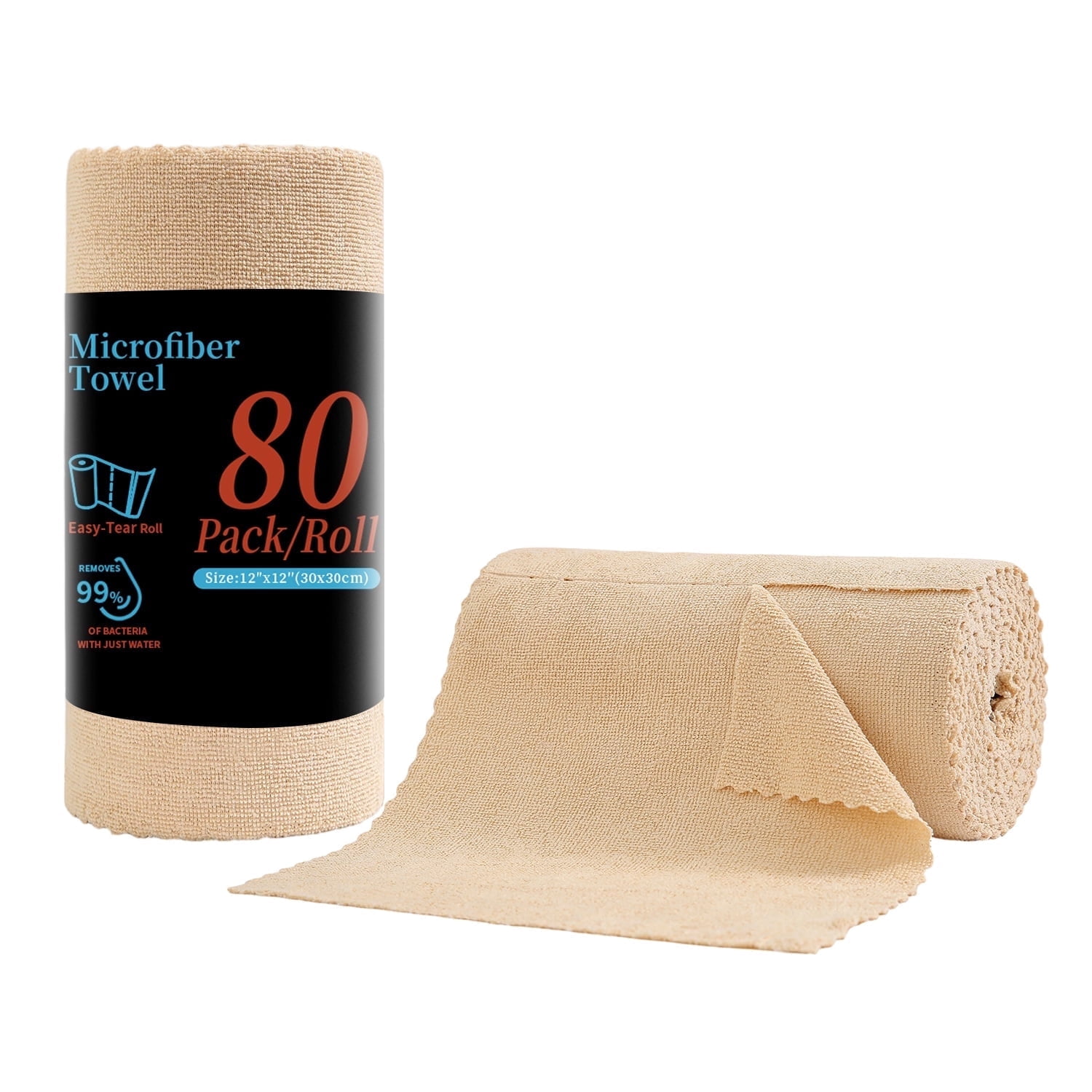 Beartech 80 Pack Microfiber Kitchen Towels Cleaning Cloth Roll,Lint ...