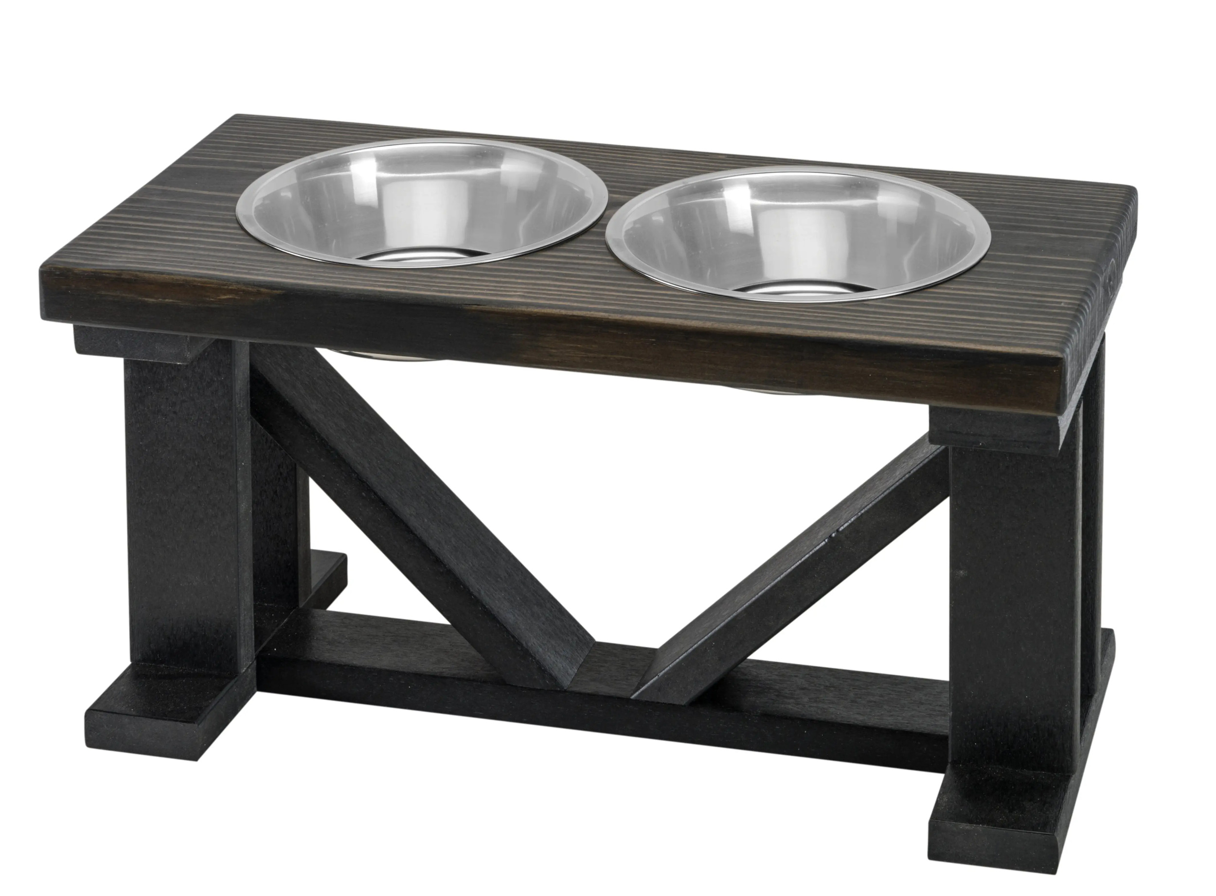Bearwood Essentials 2 Bowl Elevated Dog Stand - Best Raised Wood Dog ...