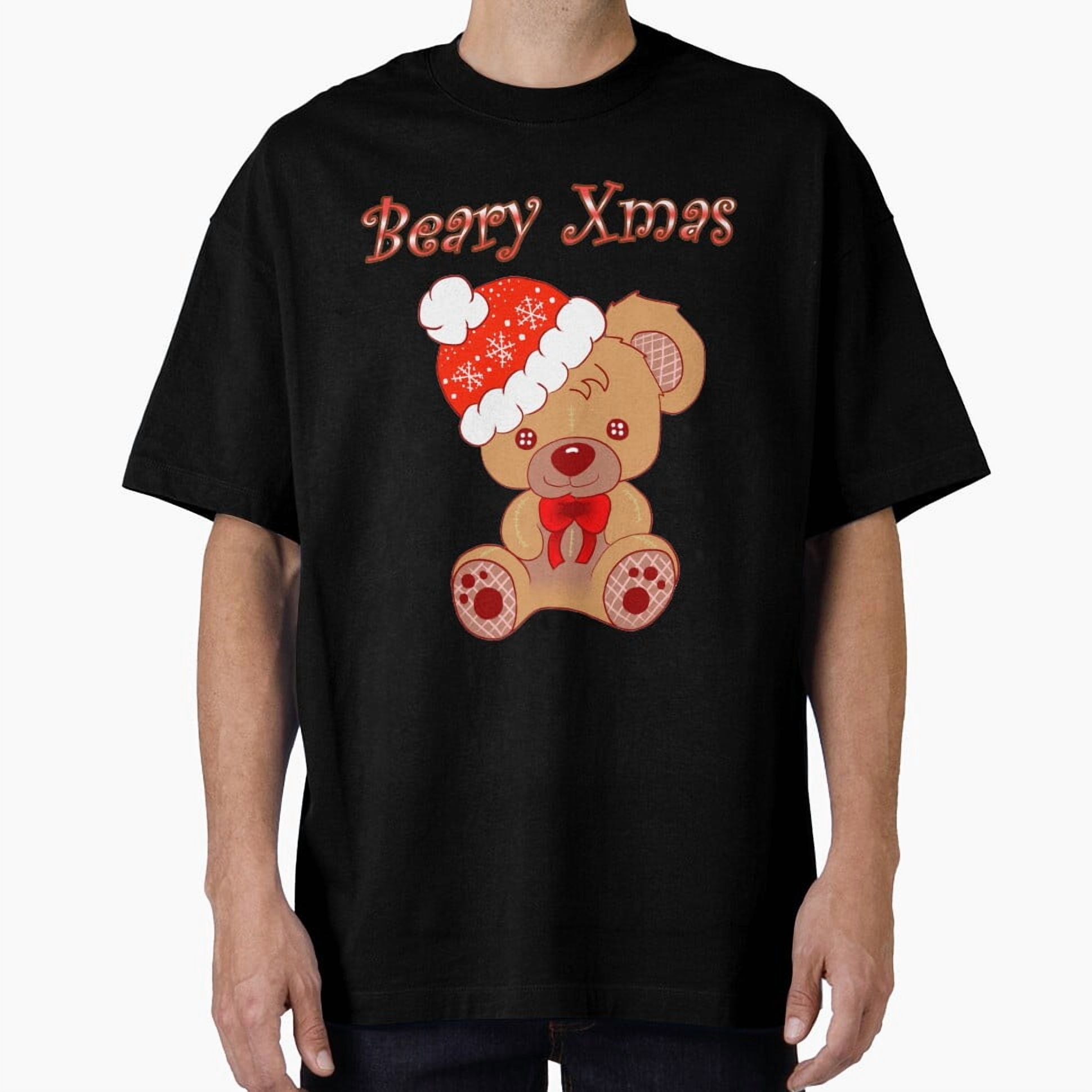 Beary Xmas Teddy Bear Pun Funny Holiday Animal Drawing Unisex T-Shirt ...