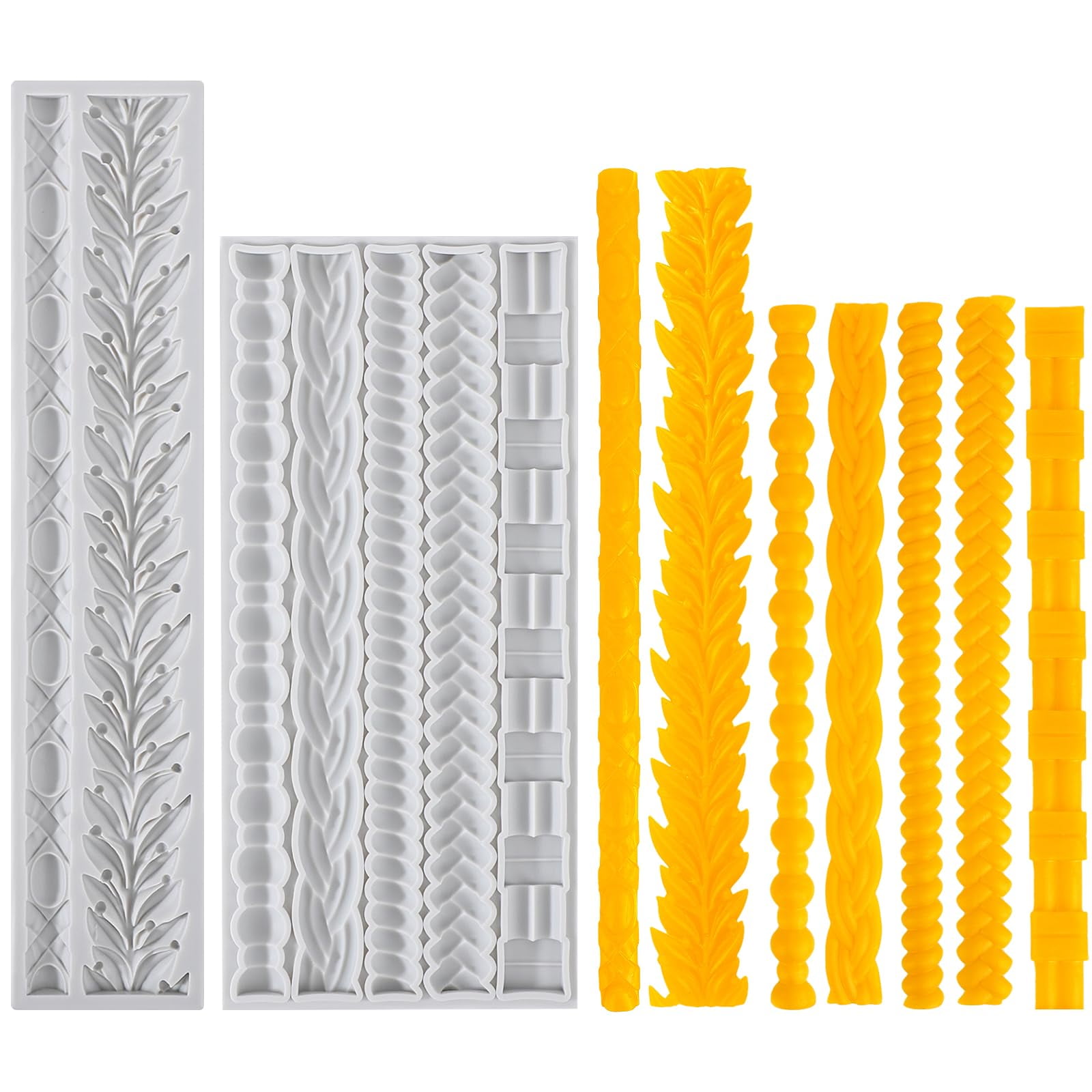 Beasea Silicone Fondant Mold, 2pcs Border Mold H2FSDSilicone Pearl Rope ...