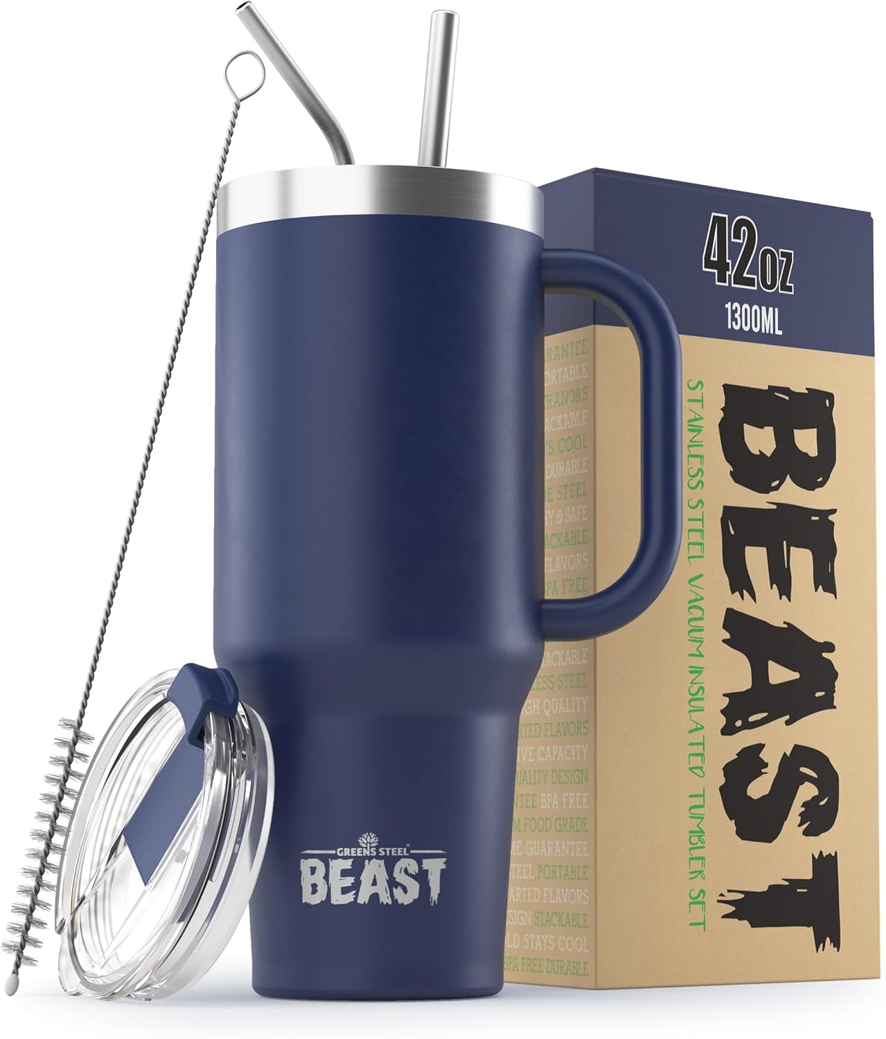 Beast 42 oz Tumbler with Handle Stainless Steel Vacuum Insulated Coffee ...