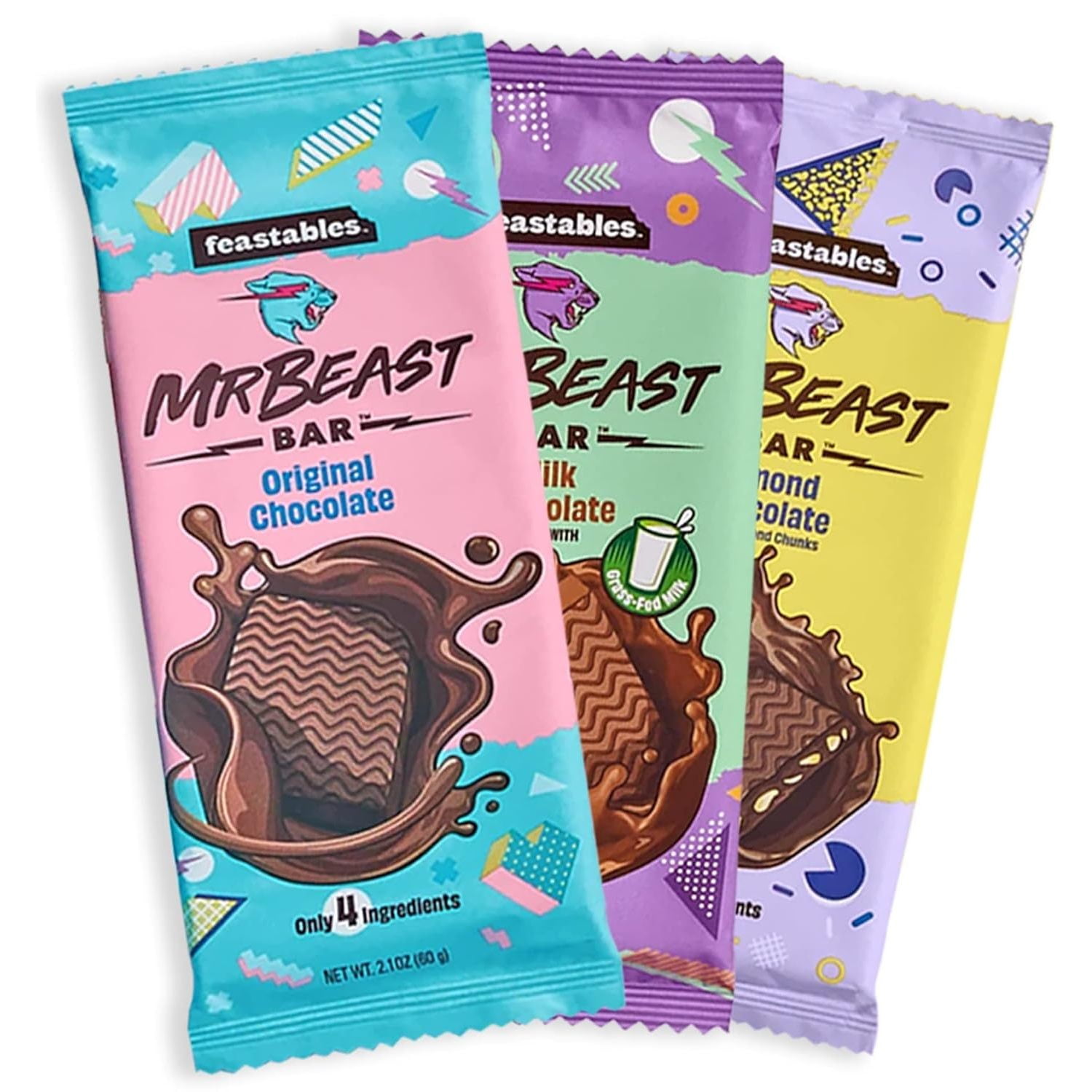 Beast Bar Almond Chocolate, Original Chocolate, Milk Chocolate Feast ...