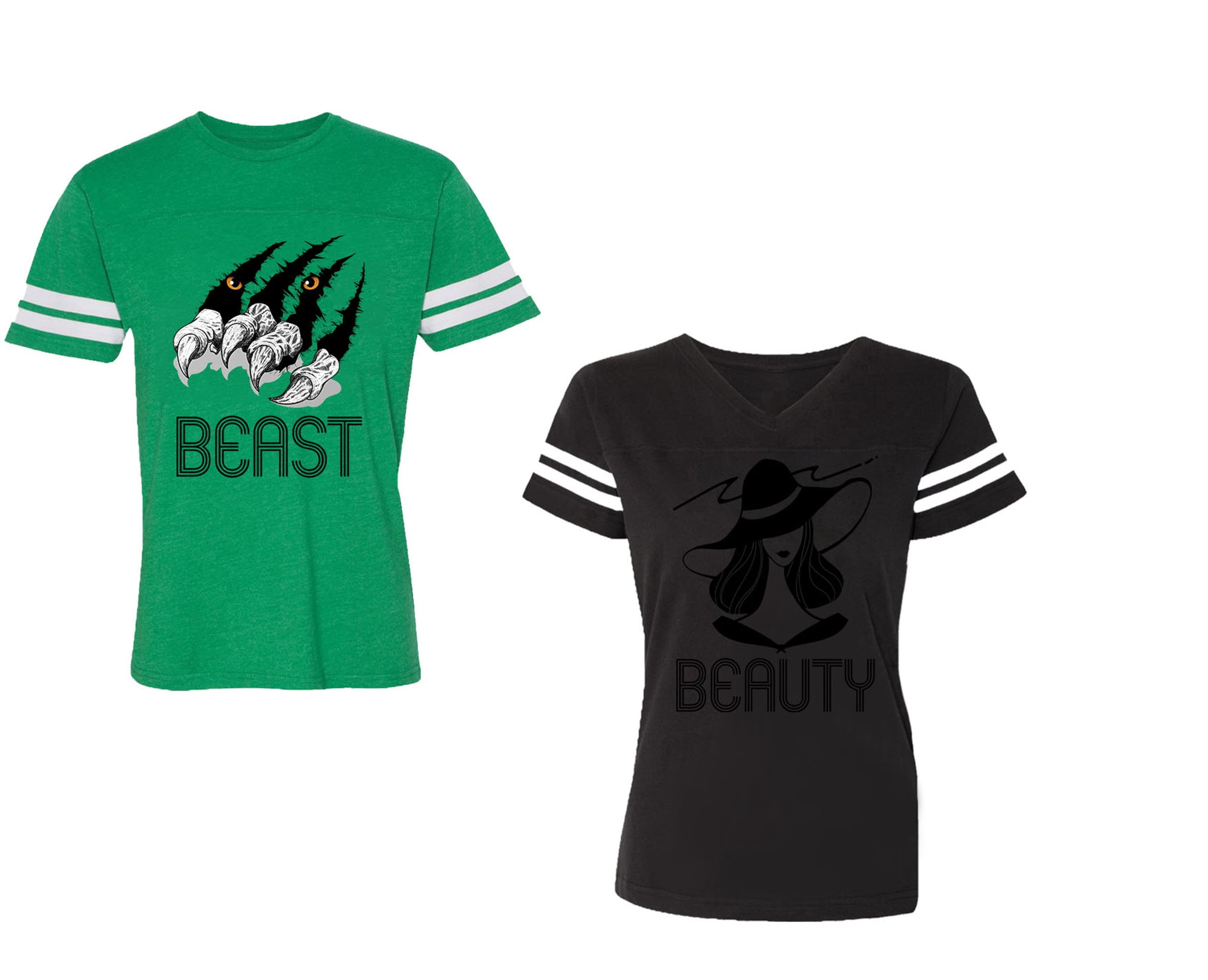 Beast Beauty Unisex Couple Matching Cotton Jersey style T-Shirt ...