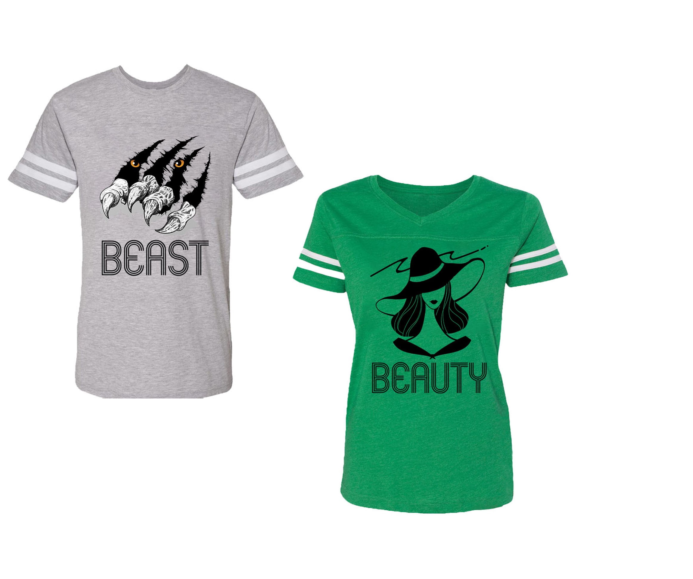 Beast Beauty Unisex Couple Matching Cotton Jersey style T-Shirt ...