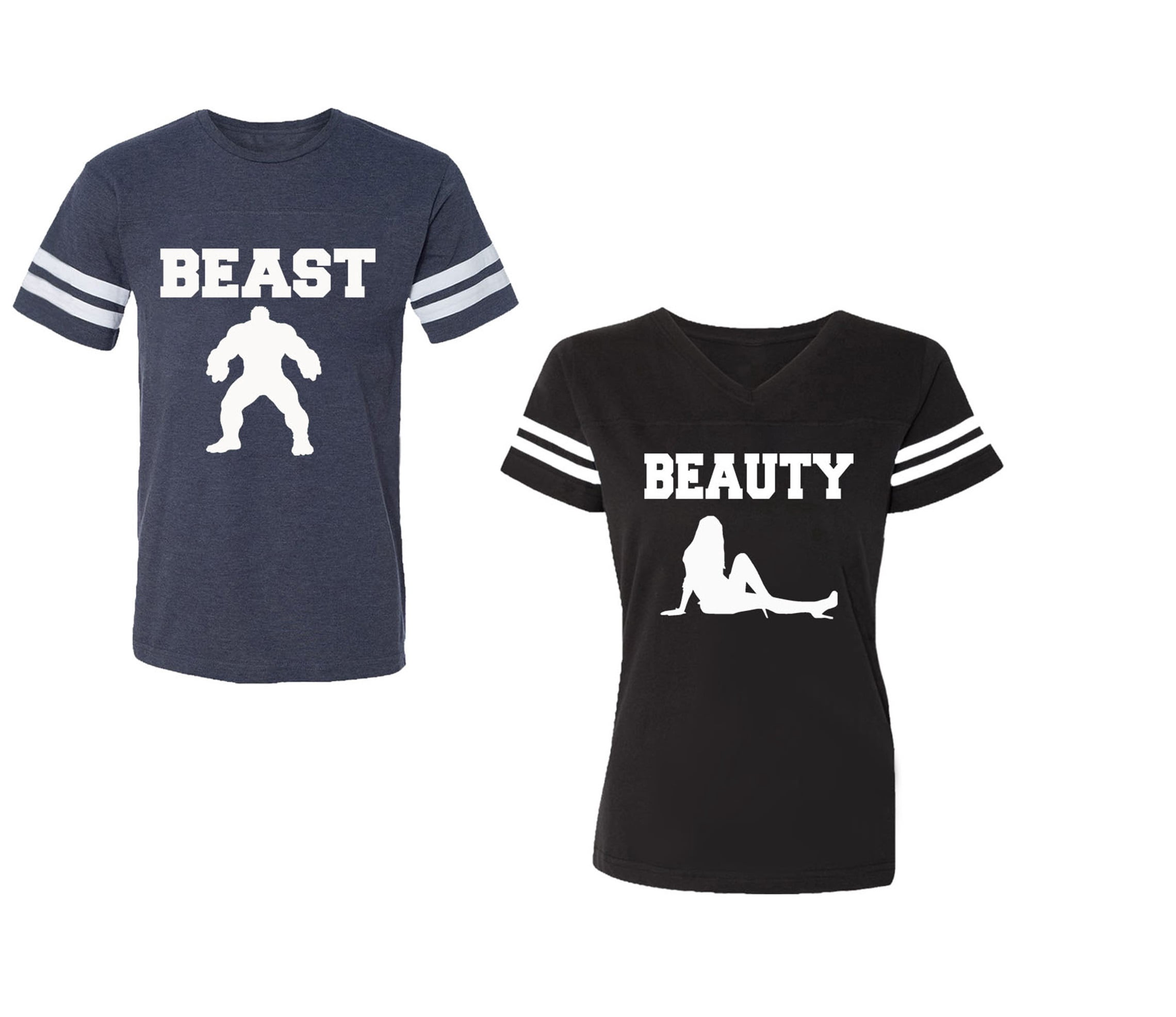 Beast Beauty Unisex Couple Matching Cotton Jersey style T-Shirt ...