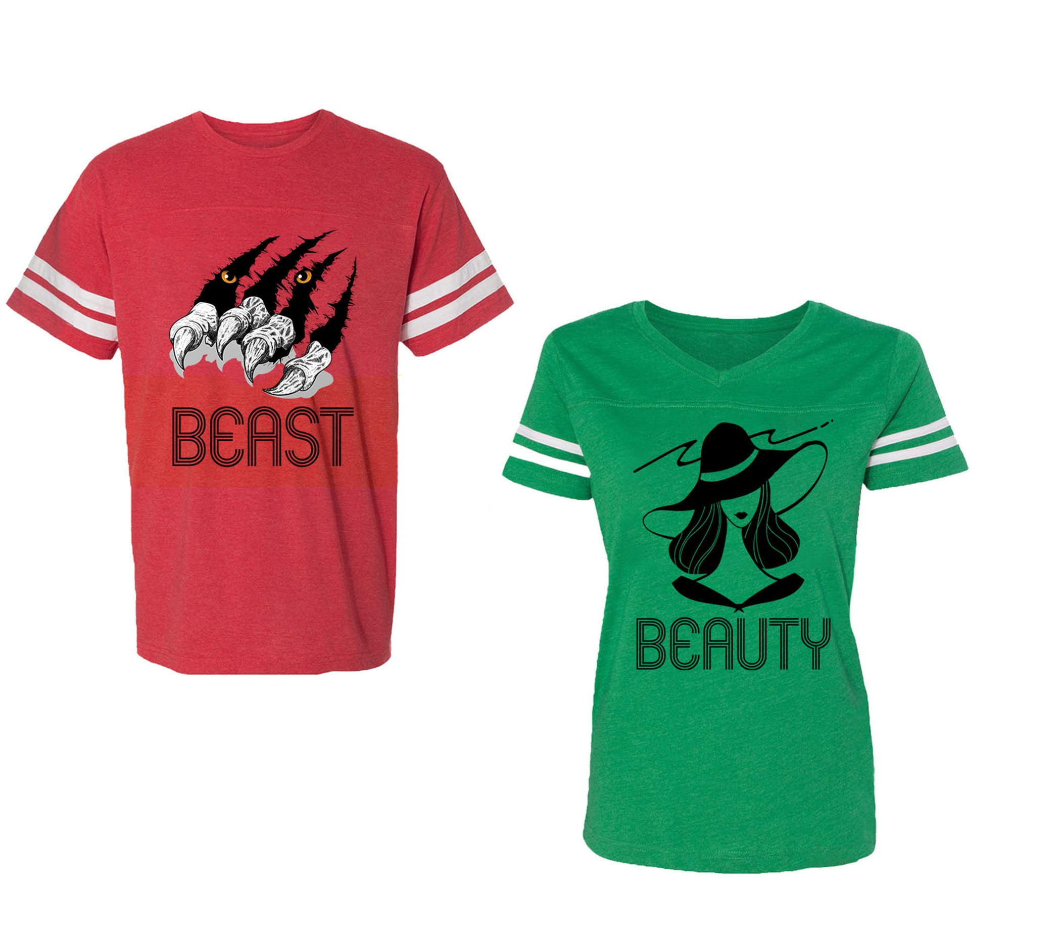 Beast Beauty Unisex Couple Matching Cotton Jersey style T-Shirt ...