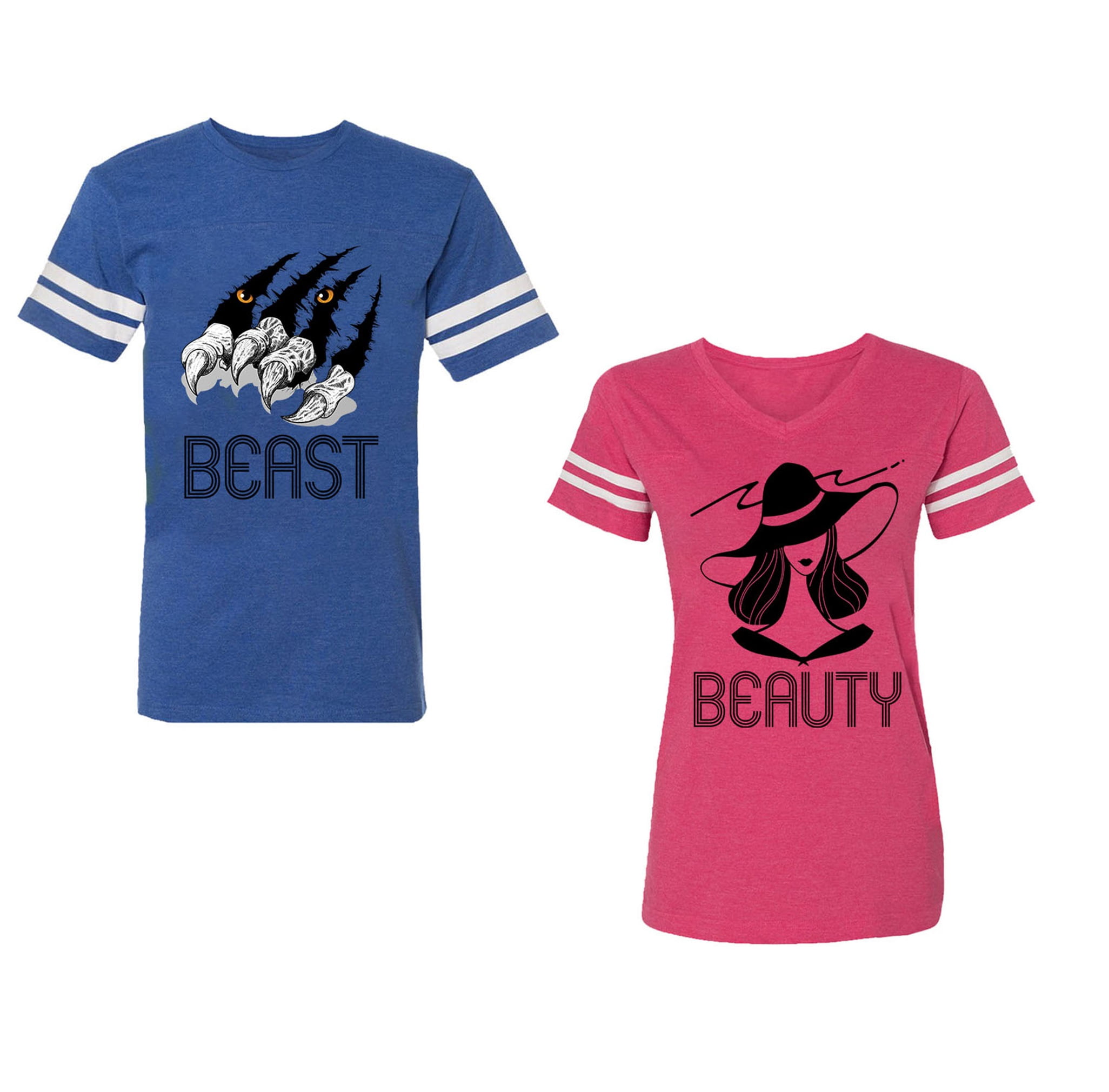 Beast Beauty Unisex Couple Matching Cotton Jersey style T-Shirt ...