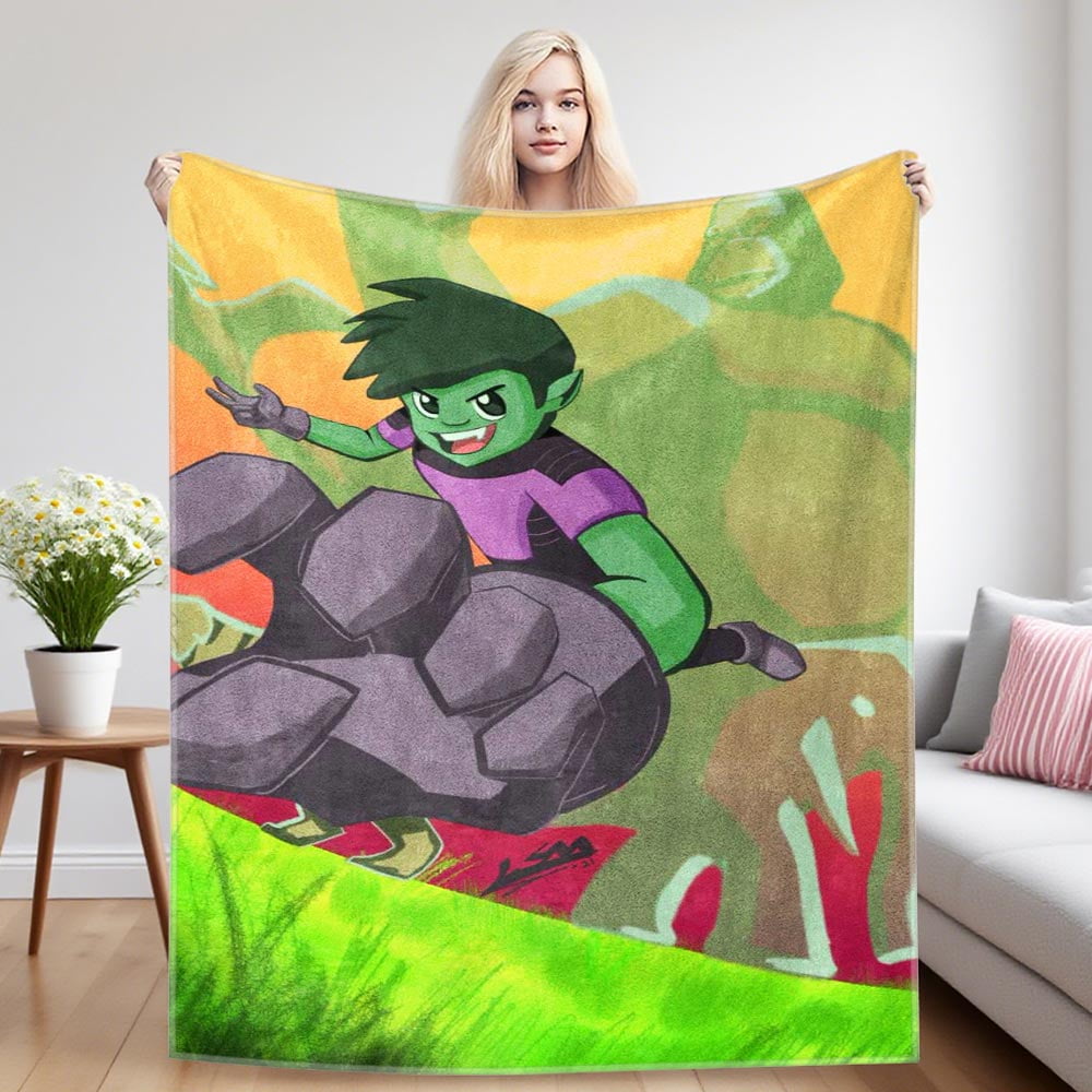 Beast Boy Throw Blanket Gift Flannel Soft and Lightweight Microfiber ...