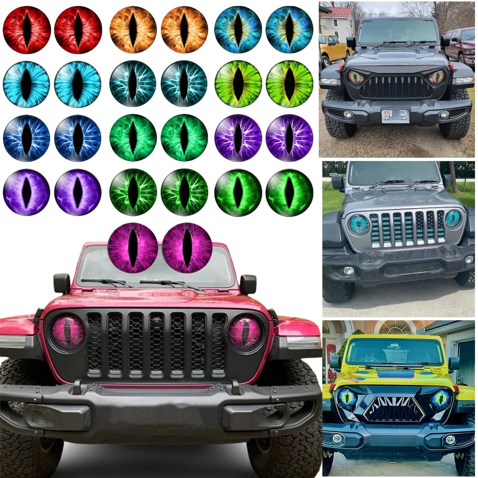 2024 Beast Eyes Headlight Decals Pair, Funny 3D Stereo Eyes Headlight ...