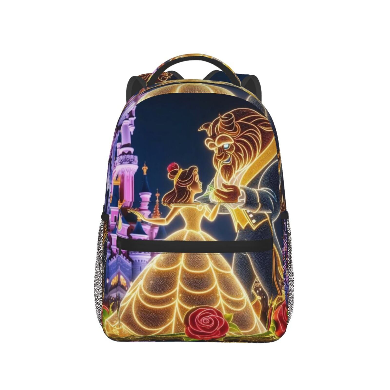 Beast Princess Belle Beauty Rose Backpack,Polyester Travel Backpack for ...