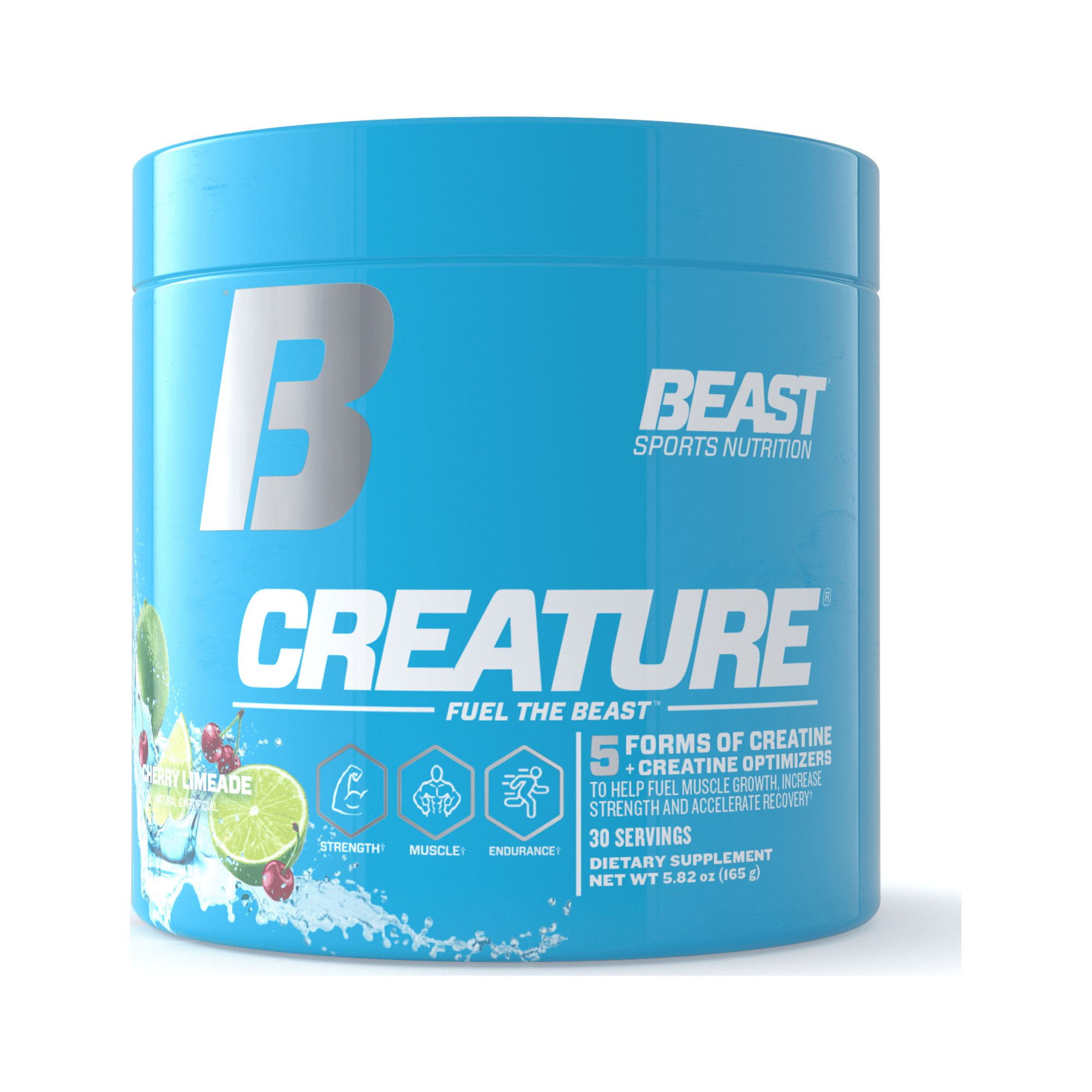 Beast Sports Pre-Workout Performance Creatine Powder, Cherry Limeade ...