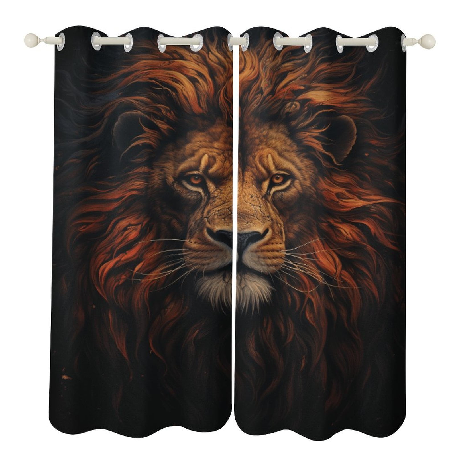 Beast Tiger Lion Animal 2 Panels 3D Printing Pattern Curtain for ...