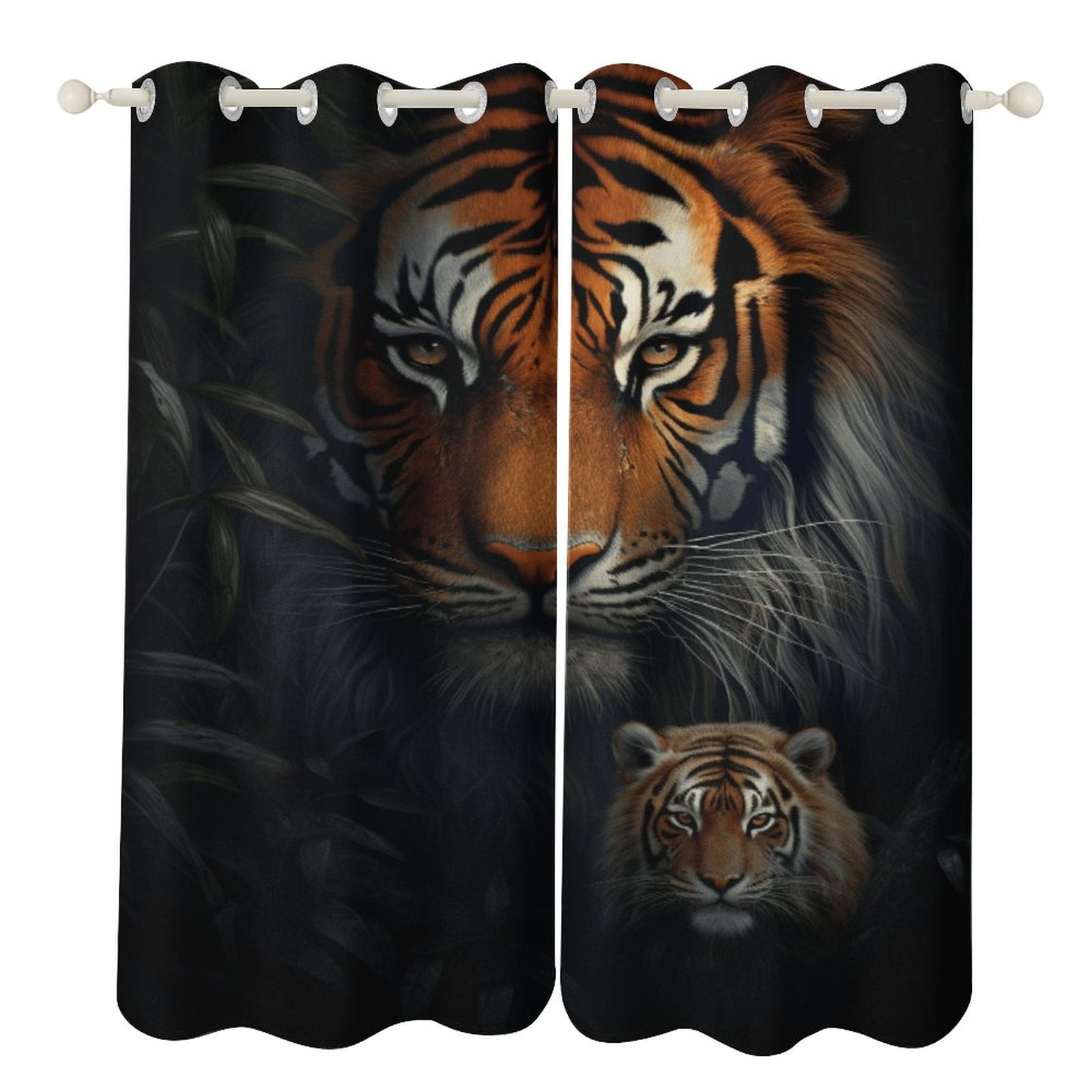 Beast Tiger Lion Animal 2 Panels 3D Printing Pattern Curtain for ...