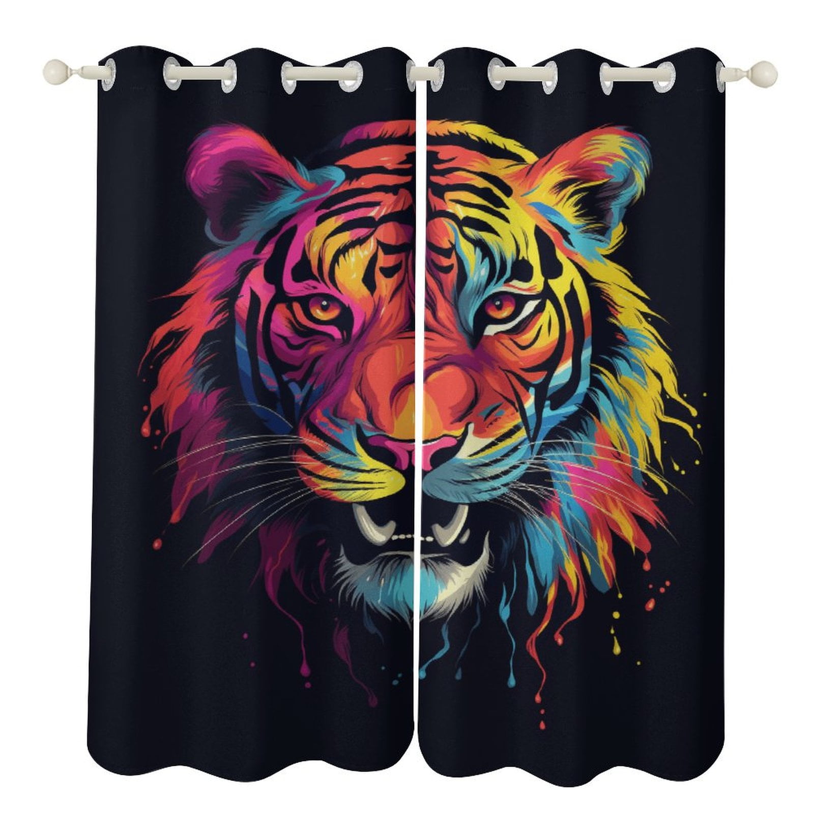 Beast Tiger Lion Animal 2 Panels Curtains for Bedroom Living Room ...