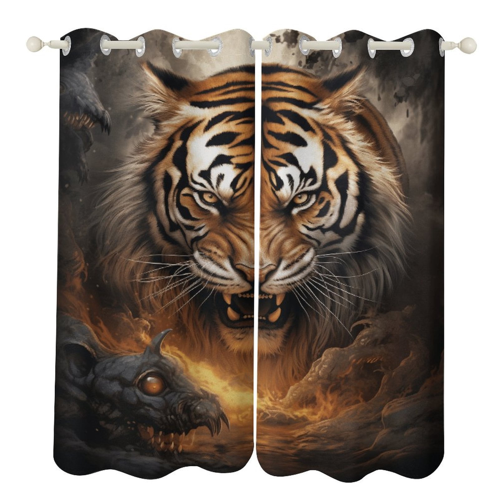 Beast Tiger Lion Animal Blackout Window Curtains for Bedroom Living ...