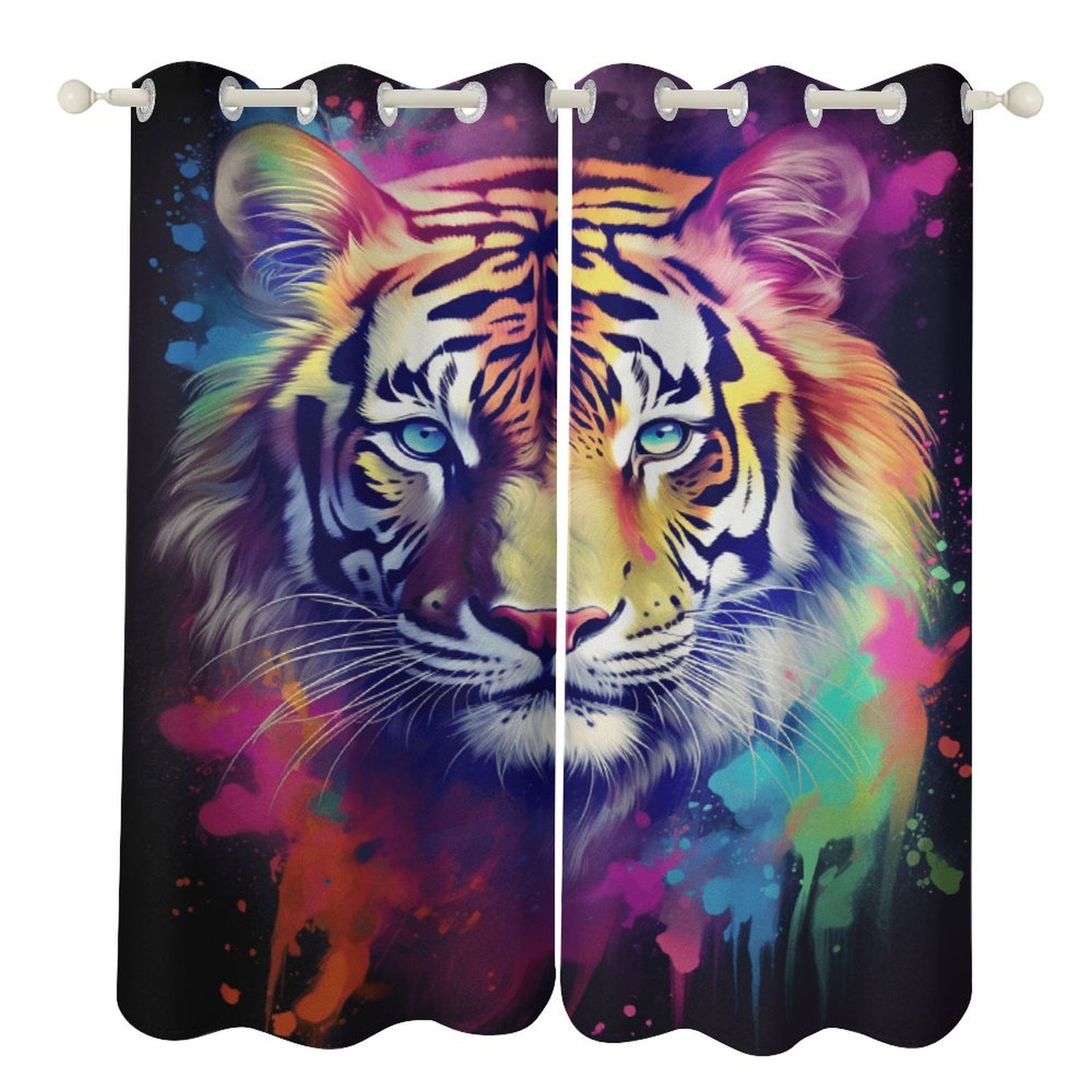 Beast Tiger Lion Animal Blackout Window Curtains for Bedroom Living ...