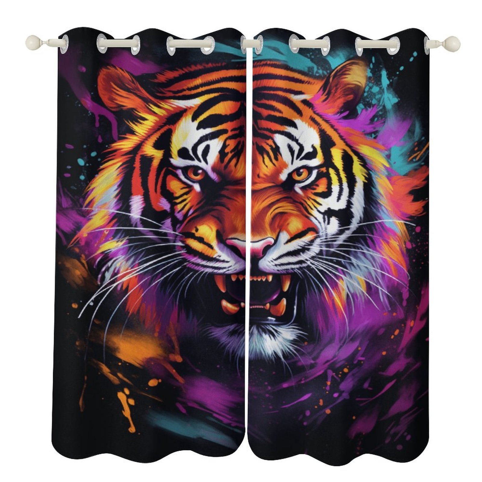 Beast Tiger Lion Animal Blackout Window Curtains for Bedroom Living ...