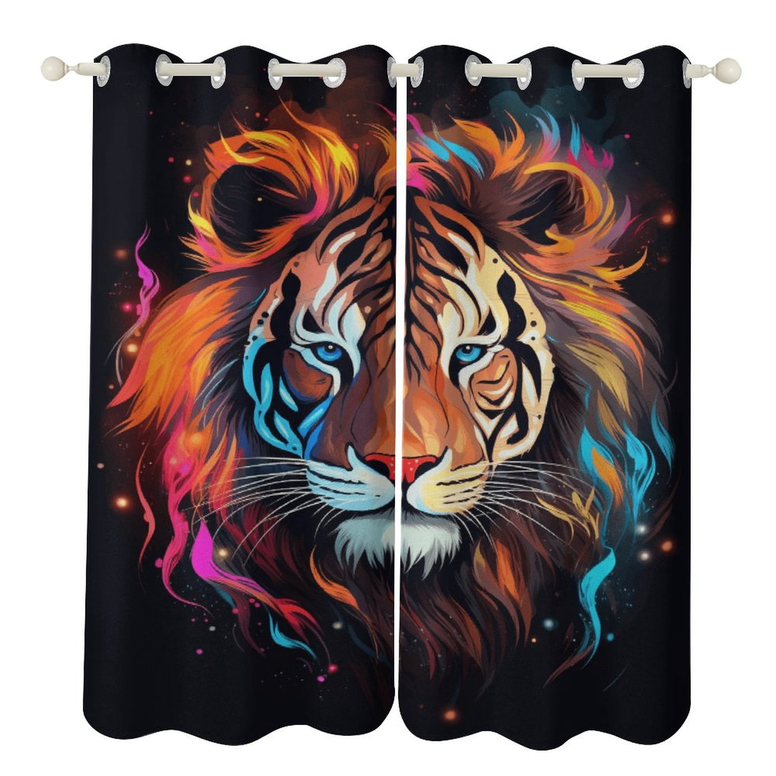 Beast Tiger Lion Animal Blackout Window Curtains for Bedroom Living ...