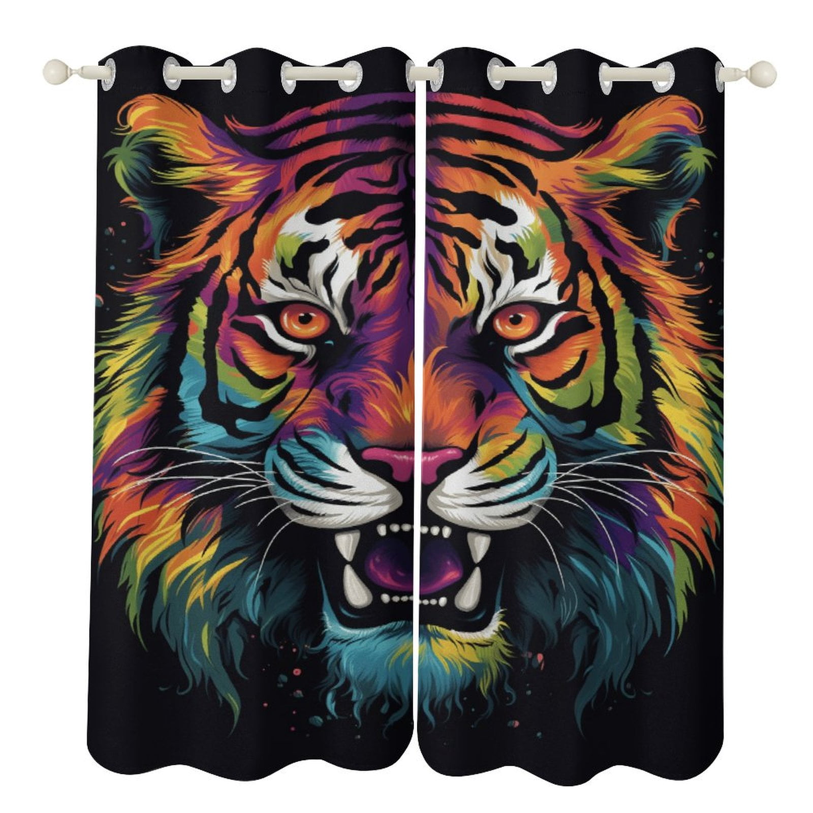 Beast Tiger Lion Animal Blackout Window Curtains for Bedroom Living ...