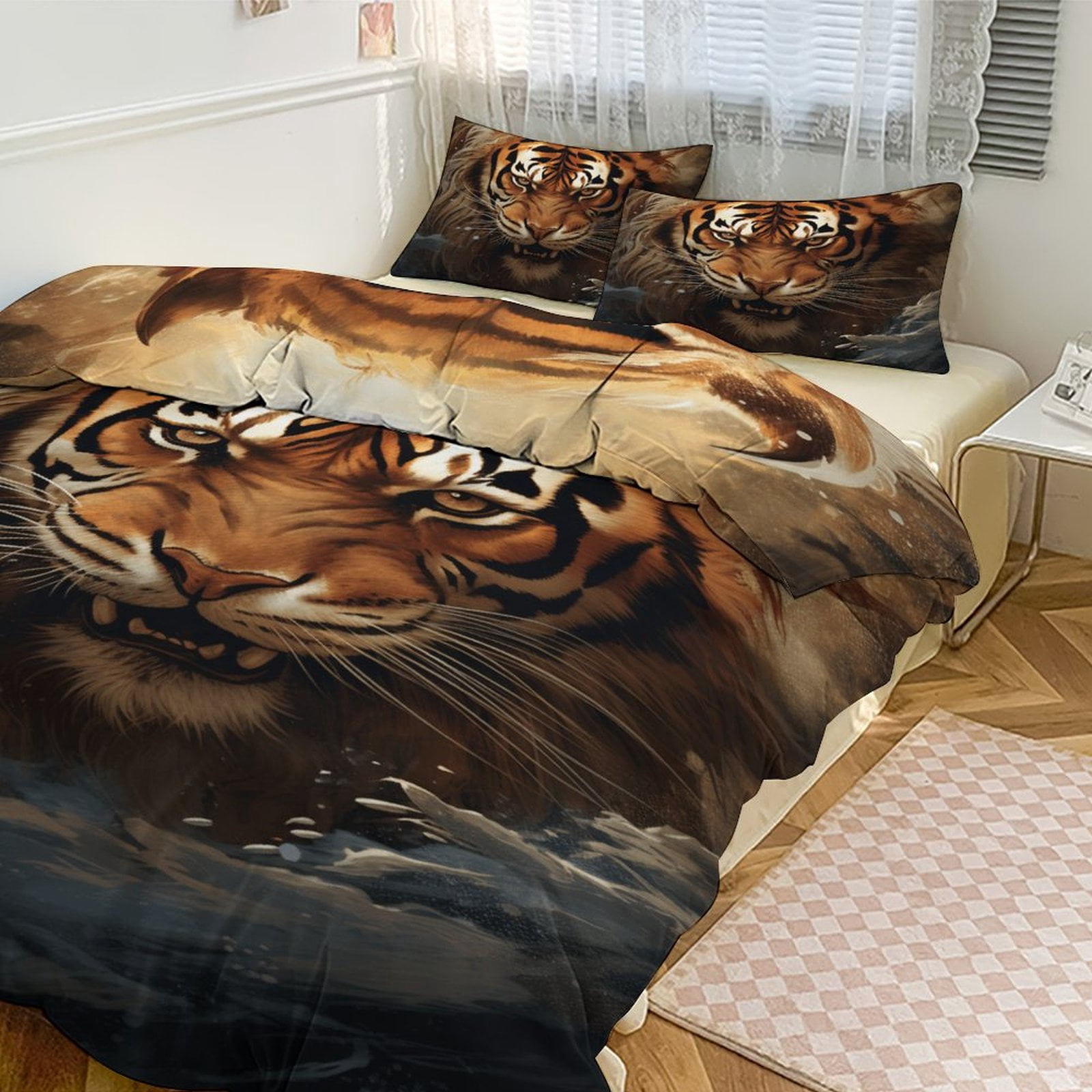 Beast Tiger Lion Animal Duvet Cover Set Themed Multicolor Polyester ...