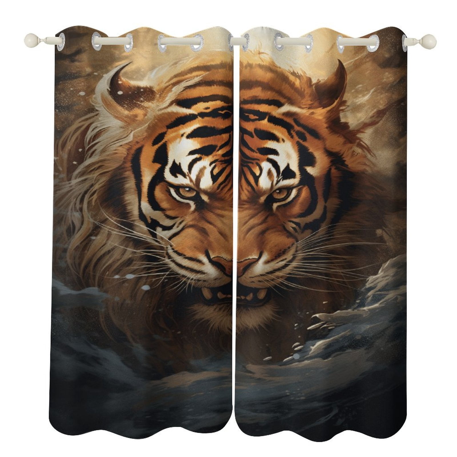 Beast Tiger Lion Animal Luxury Window Curtains Blinds for Living Room ...