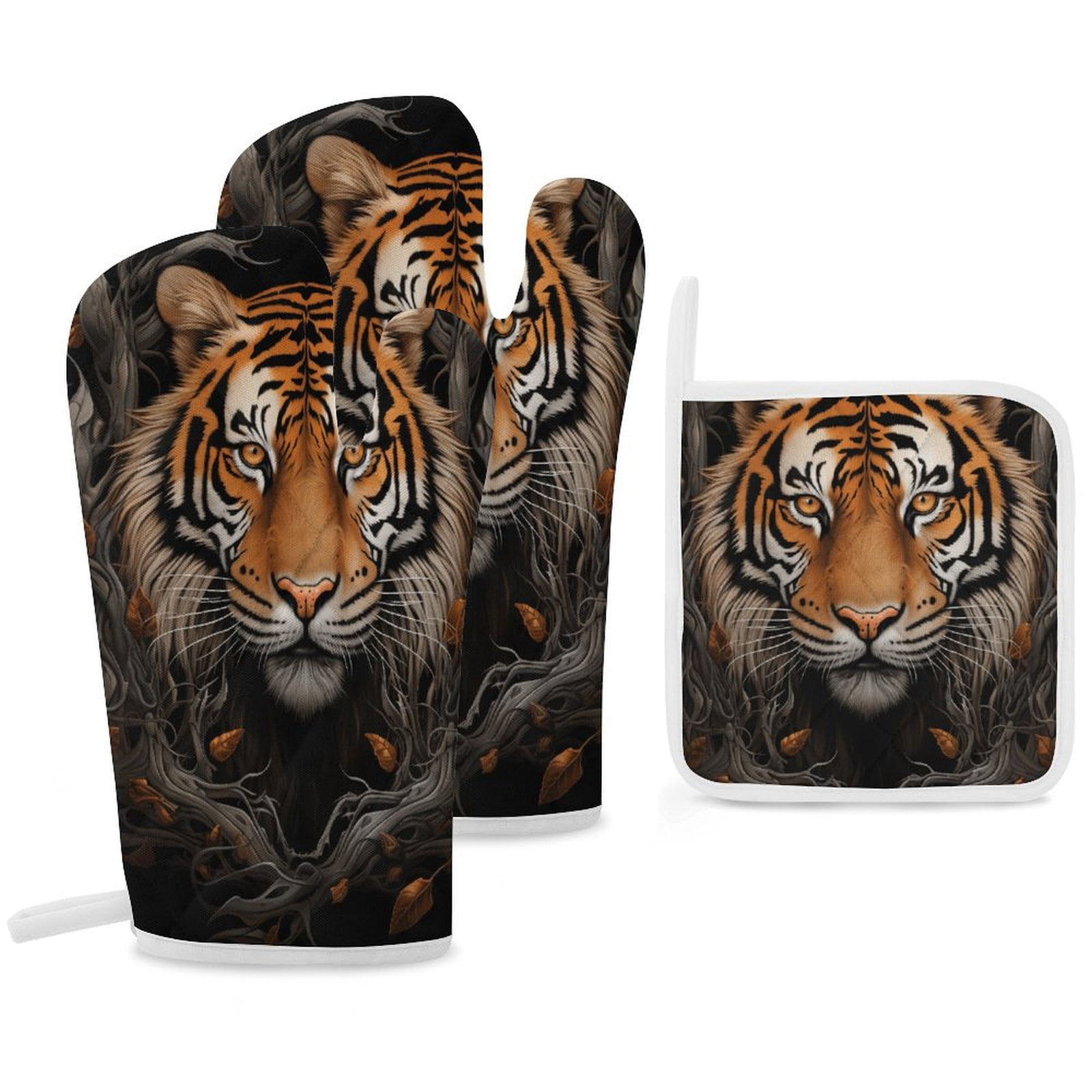 Beast Tiger Lion Animal Oven Mitts And Pot Holder Sets of 3 for Baking ...